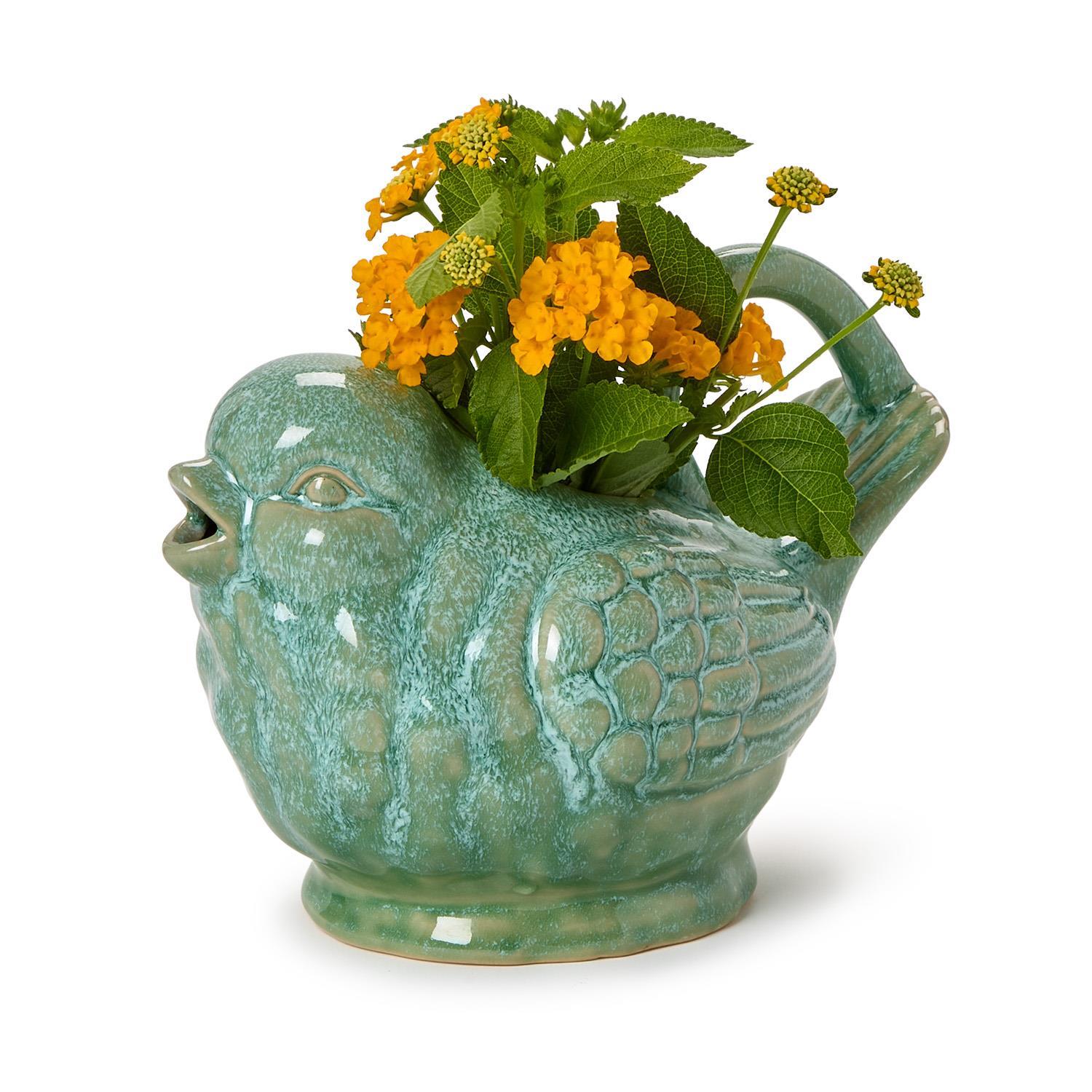 Reactive Glaze Blue Bird Pitcher
