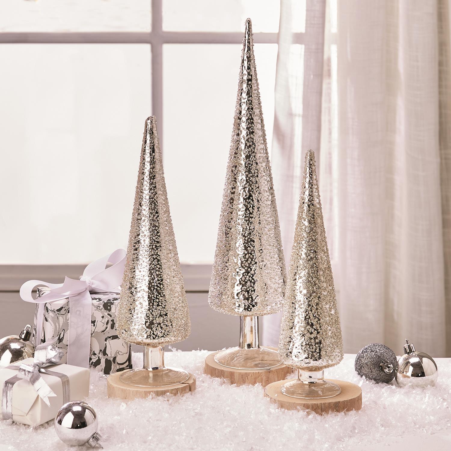 S/3 Silver Glitter Trees Includes 3 Sizes