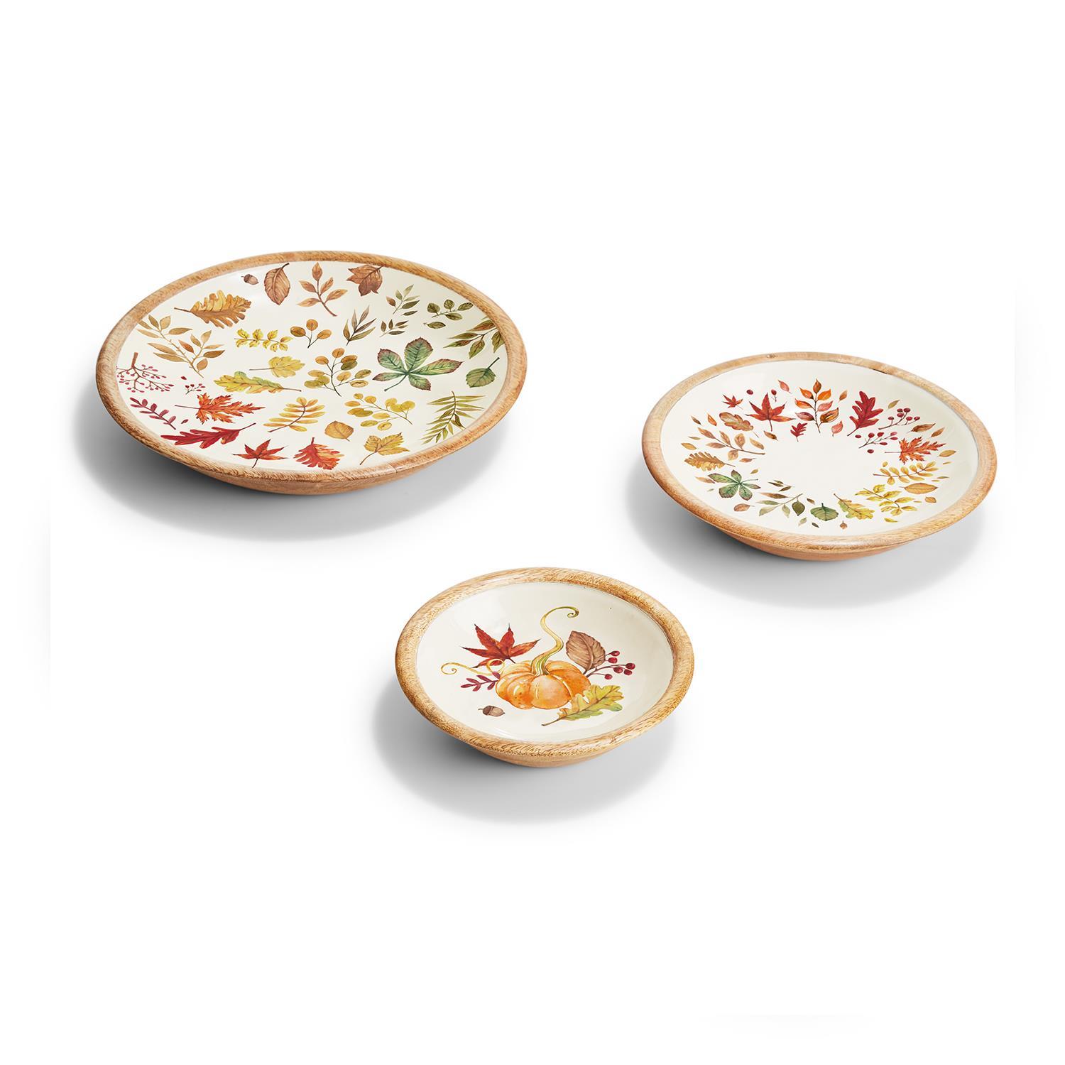 Autumn Allure S/3 Wood Bowls Includes 3 Sizes/Designs