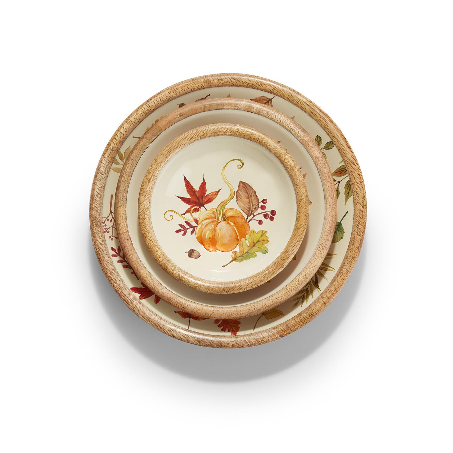 Autumn Allure S/3 Wood Bowls Includes 3 Sizes/Designs