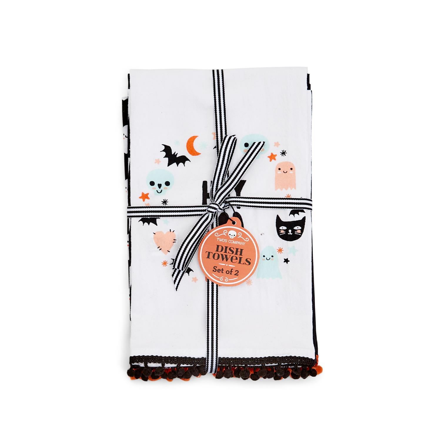 Hey Boo S/2 Dish Towels w/Pom Pom A/2 Des