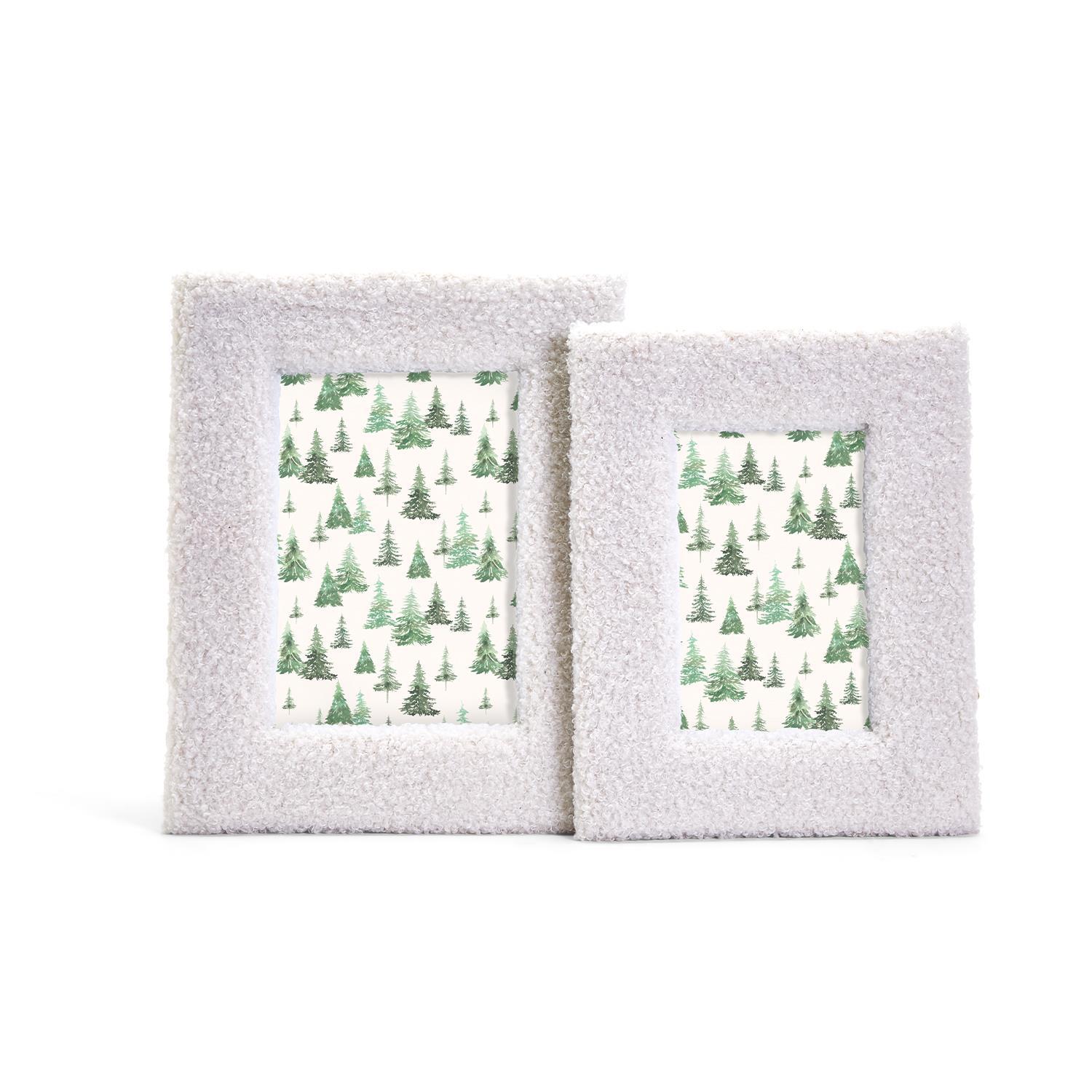 S/2 White Sherpa Photo Frames