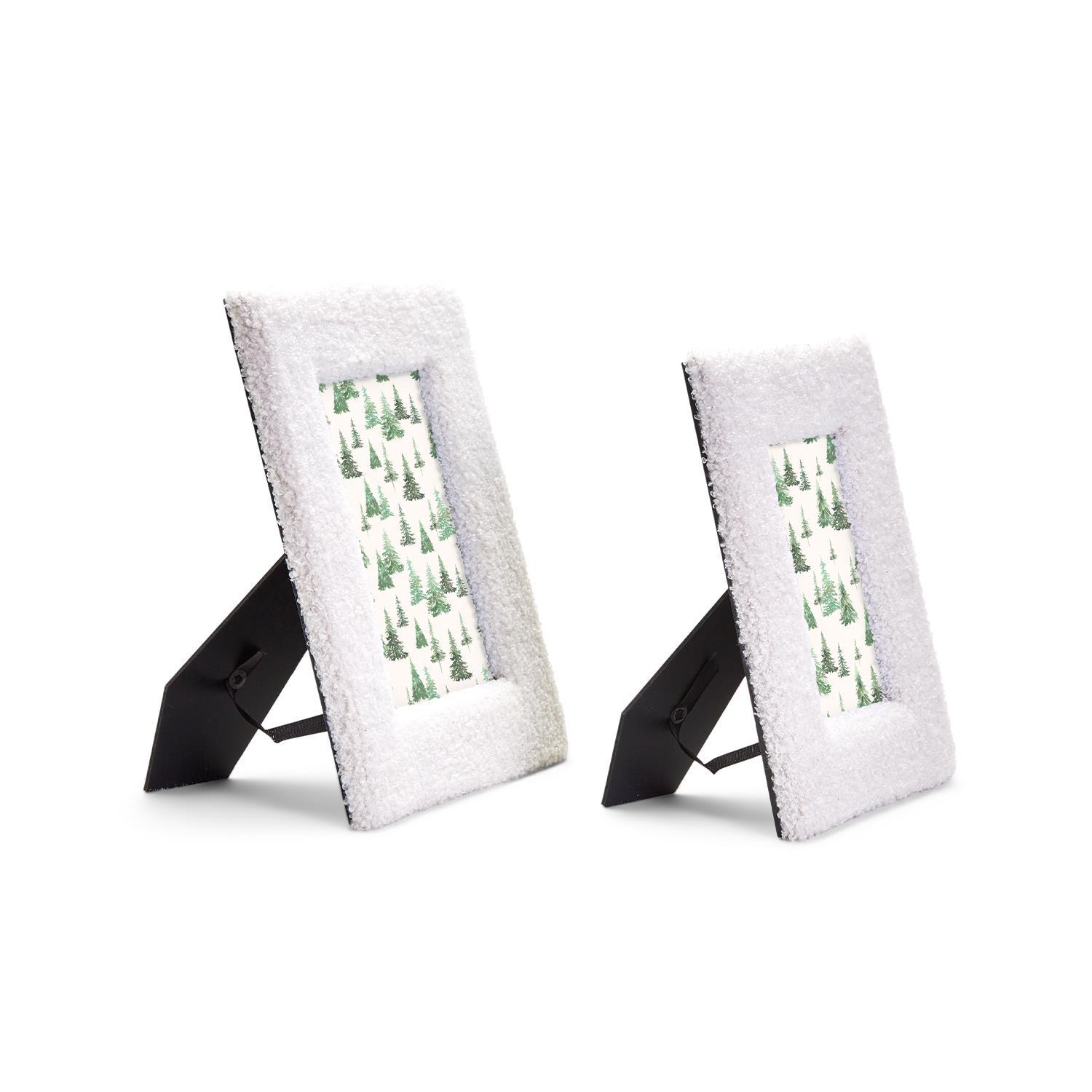 S/2 White Sherpa Photo Frames