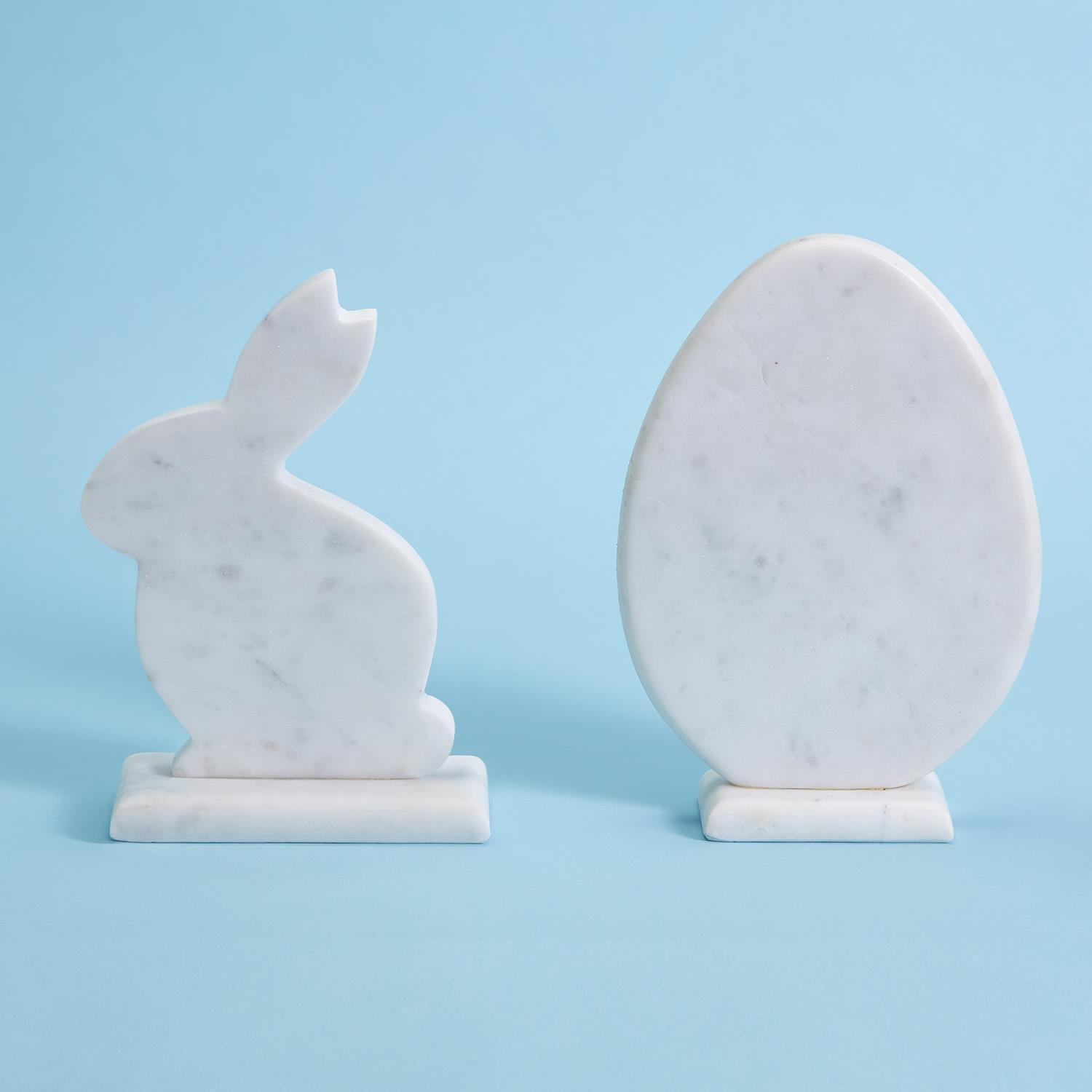 S/2 Marble Easter Egg & Bunny Décor