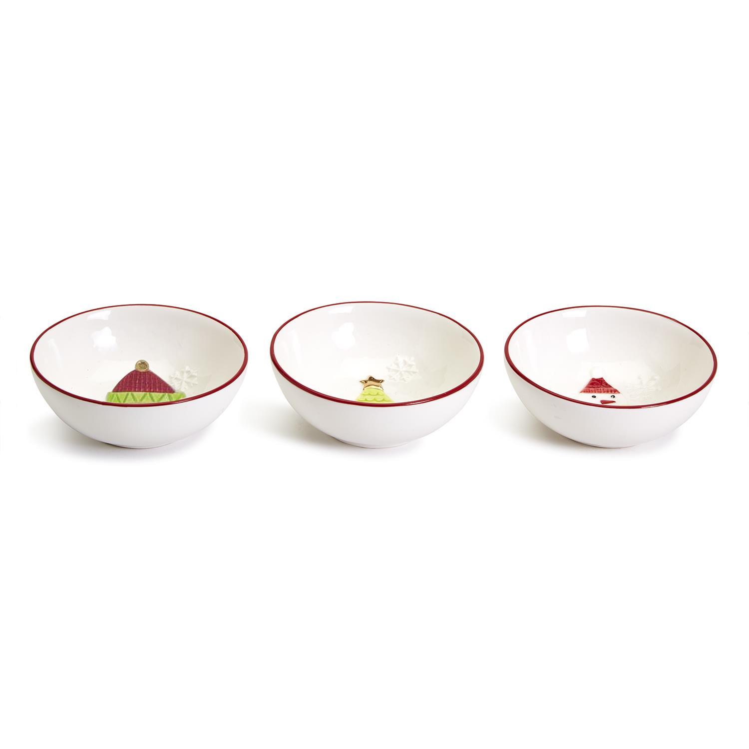 Merry and Bright Set of 3 Christmas Tidbit Bowls Includes 3 Design