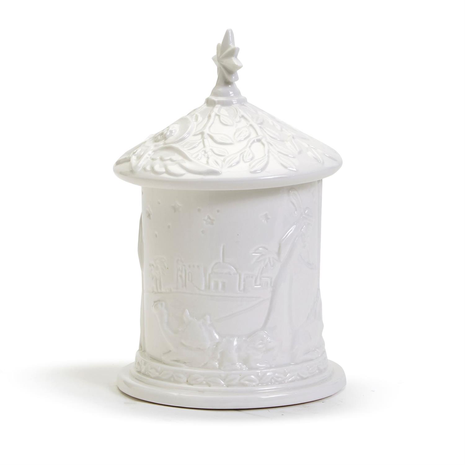 Nativity Relief Lidded Jar Filled with Frankincense-Bergamot Scent Wax ...