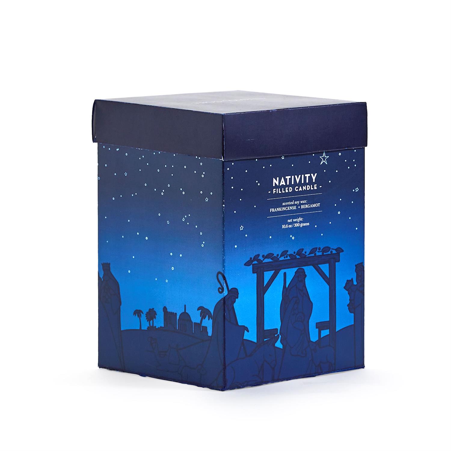 Nativity Relief Lidded Jar Filled with Frankincense-Bergamot Scent Wax ...