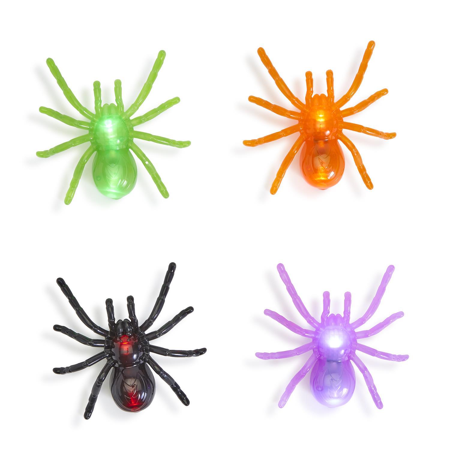 36 Pc Light Up Decorative Spider Unit with Display Includes 4 Colors
