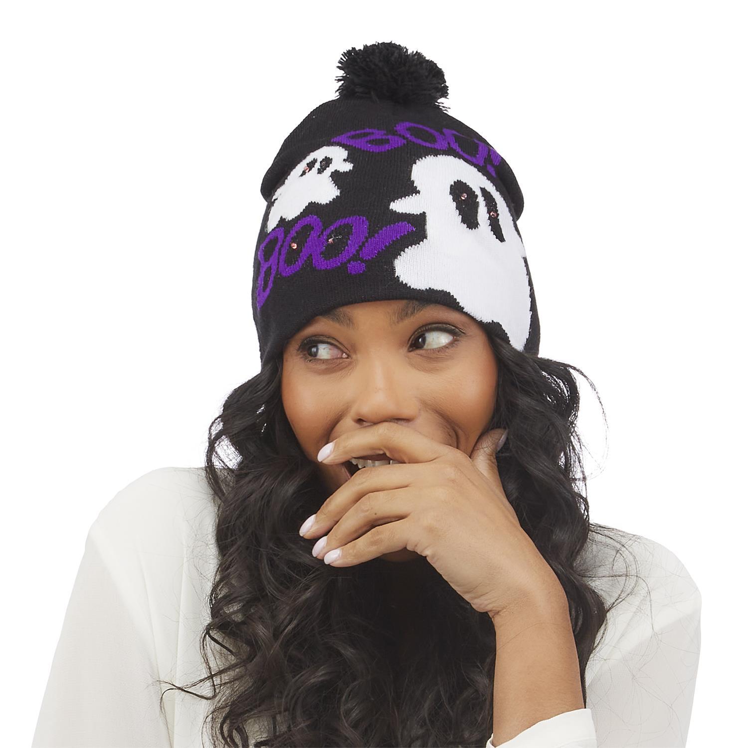 Hey Boo! Light Up Hat with 3 Flashing Modes A/2 Designs