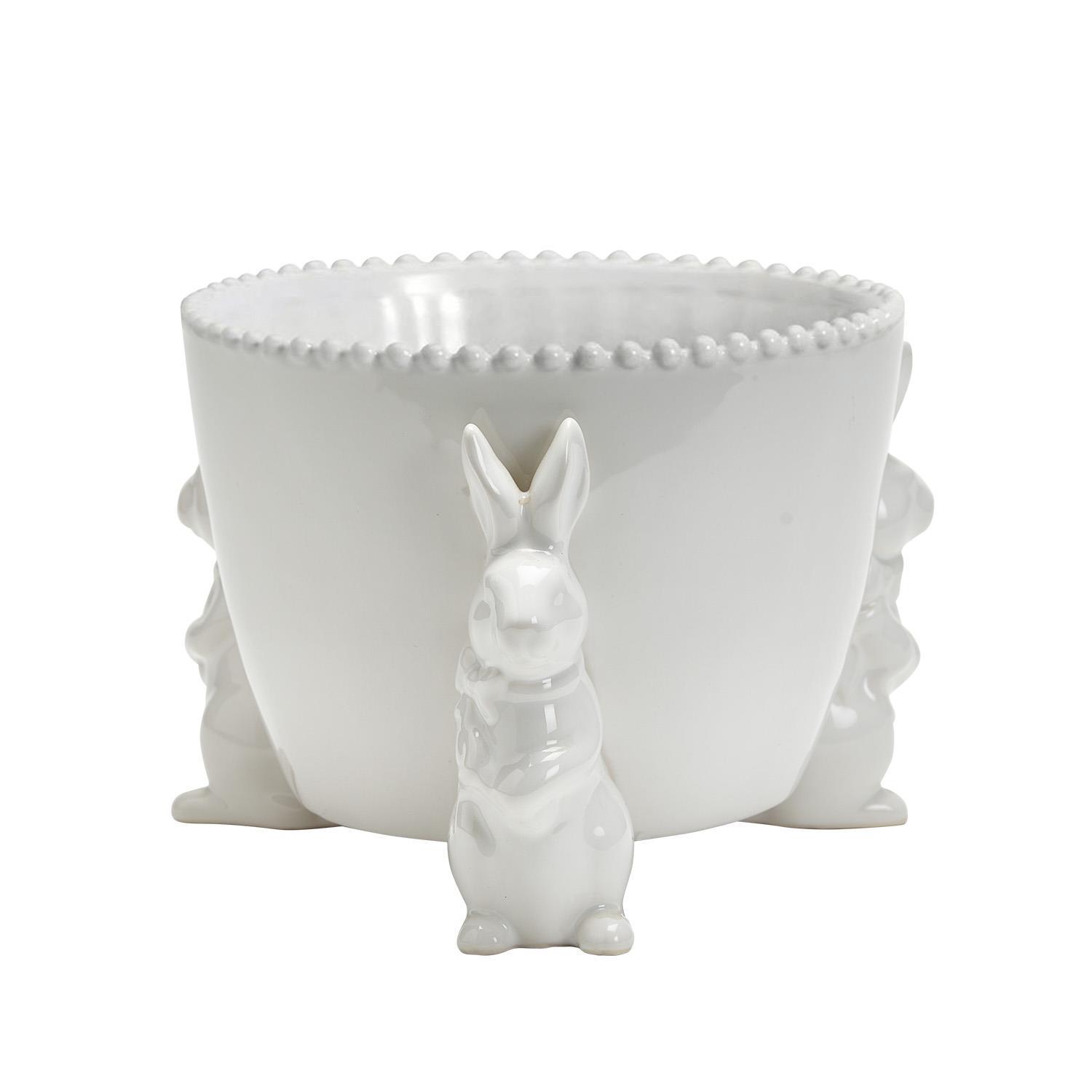 Easter Bunny Trio Cachepot with Embossed Pearl Edge