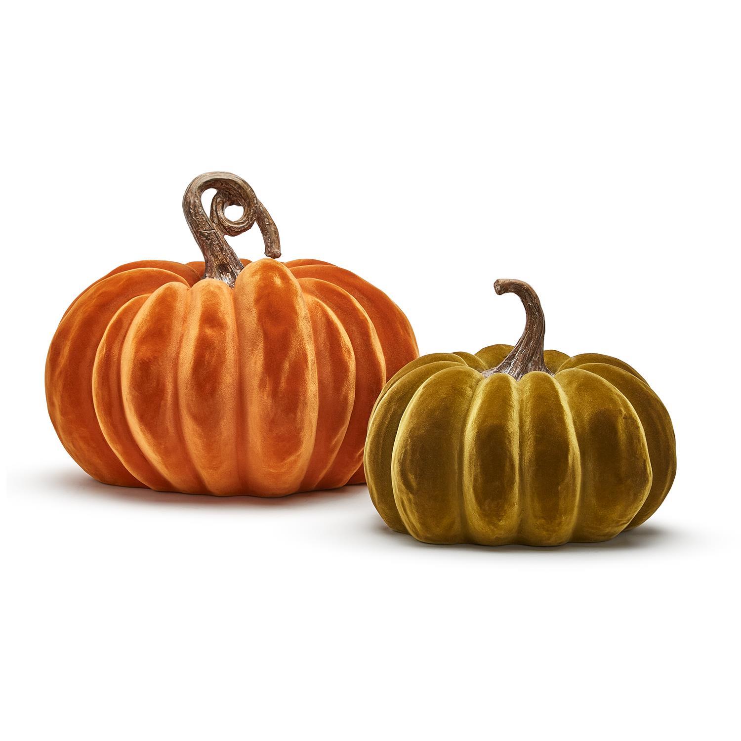 Grand Dames S/2 Flocked Oversized Pumpkins