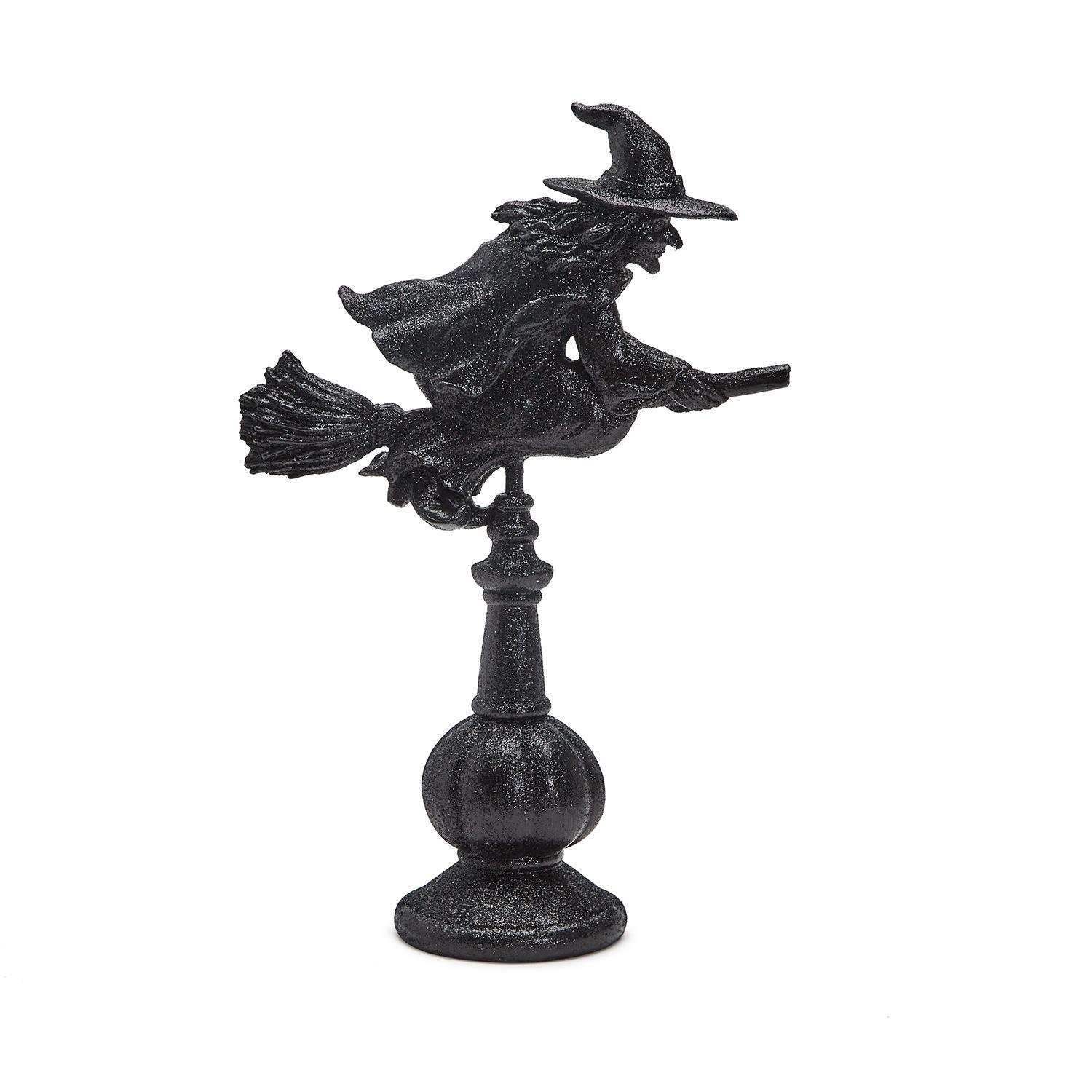 Witch Way Glittered Flying Witch Décor