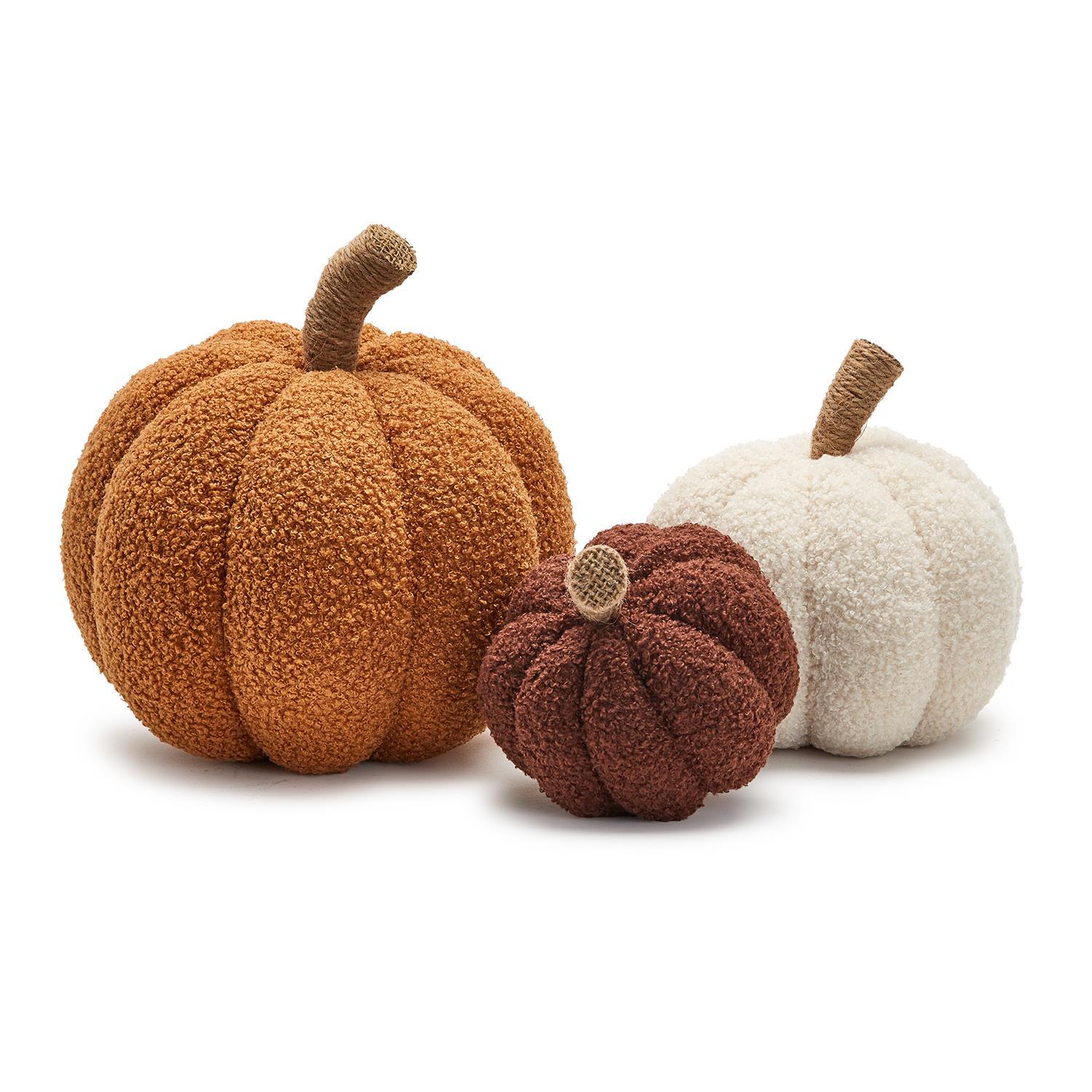 S/3 Soft Plush Shearling Pumpkins A/3