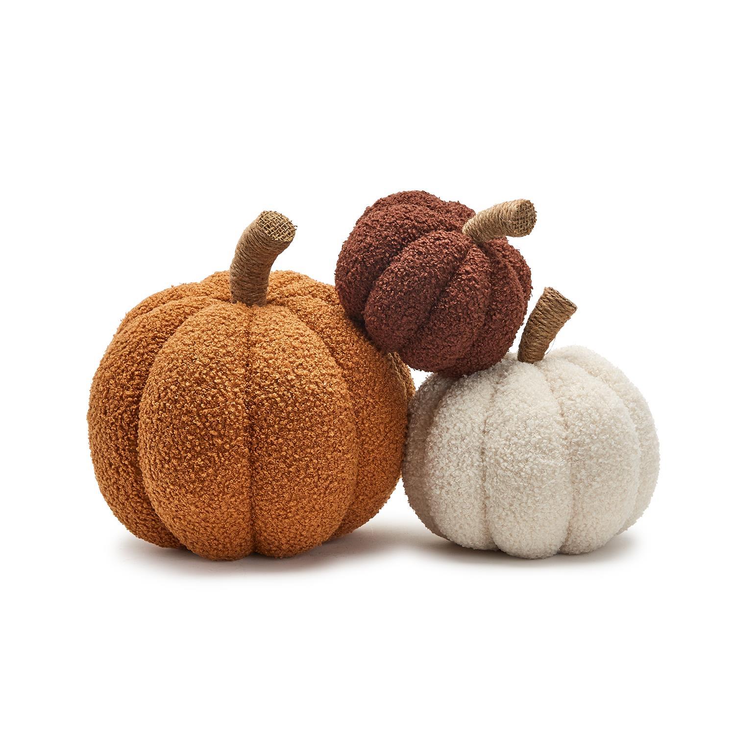 S/3 Soft Plush Shearling Pumpkins A/3