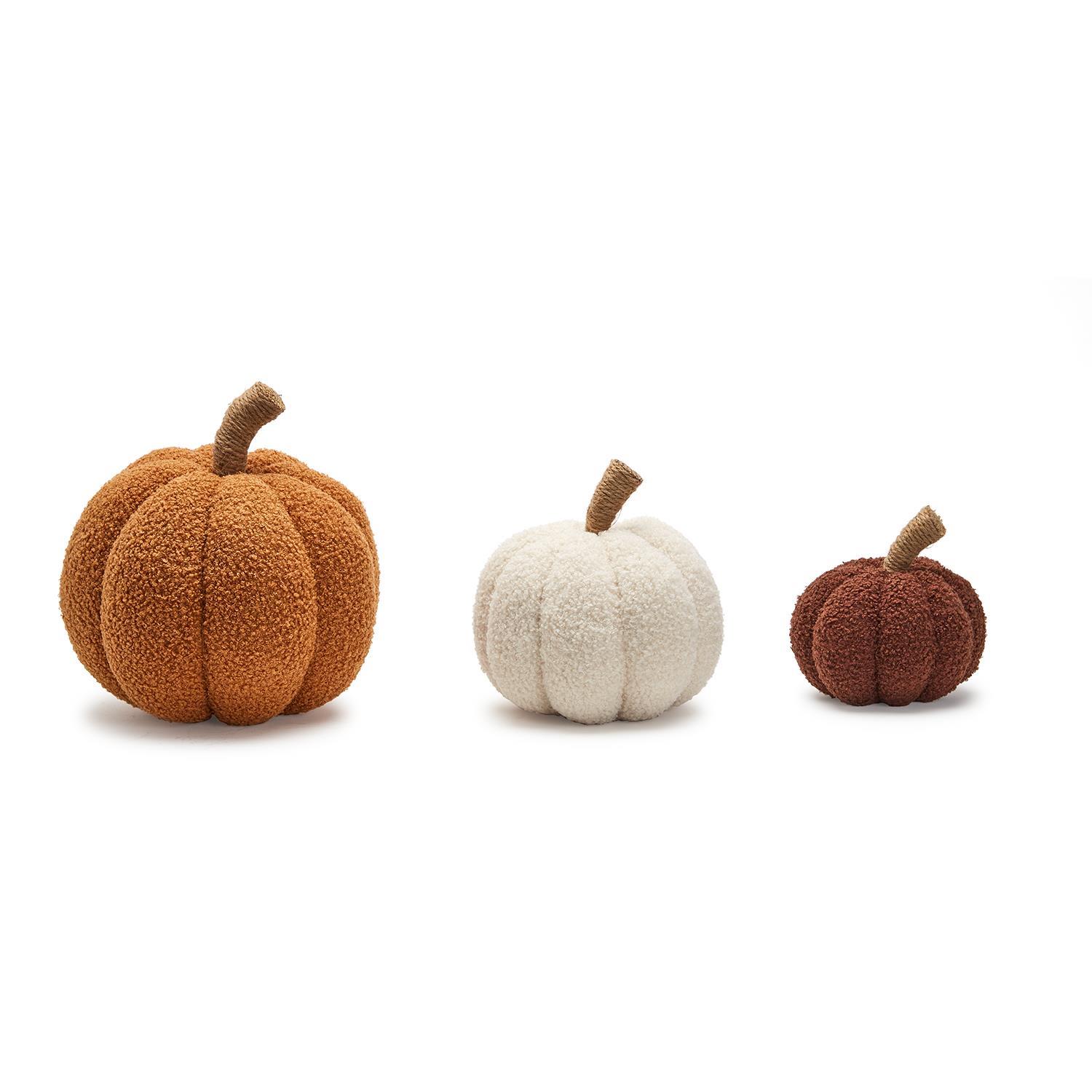 S/3 Soft Plush Shearling Pumpkins A/3