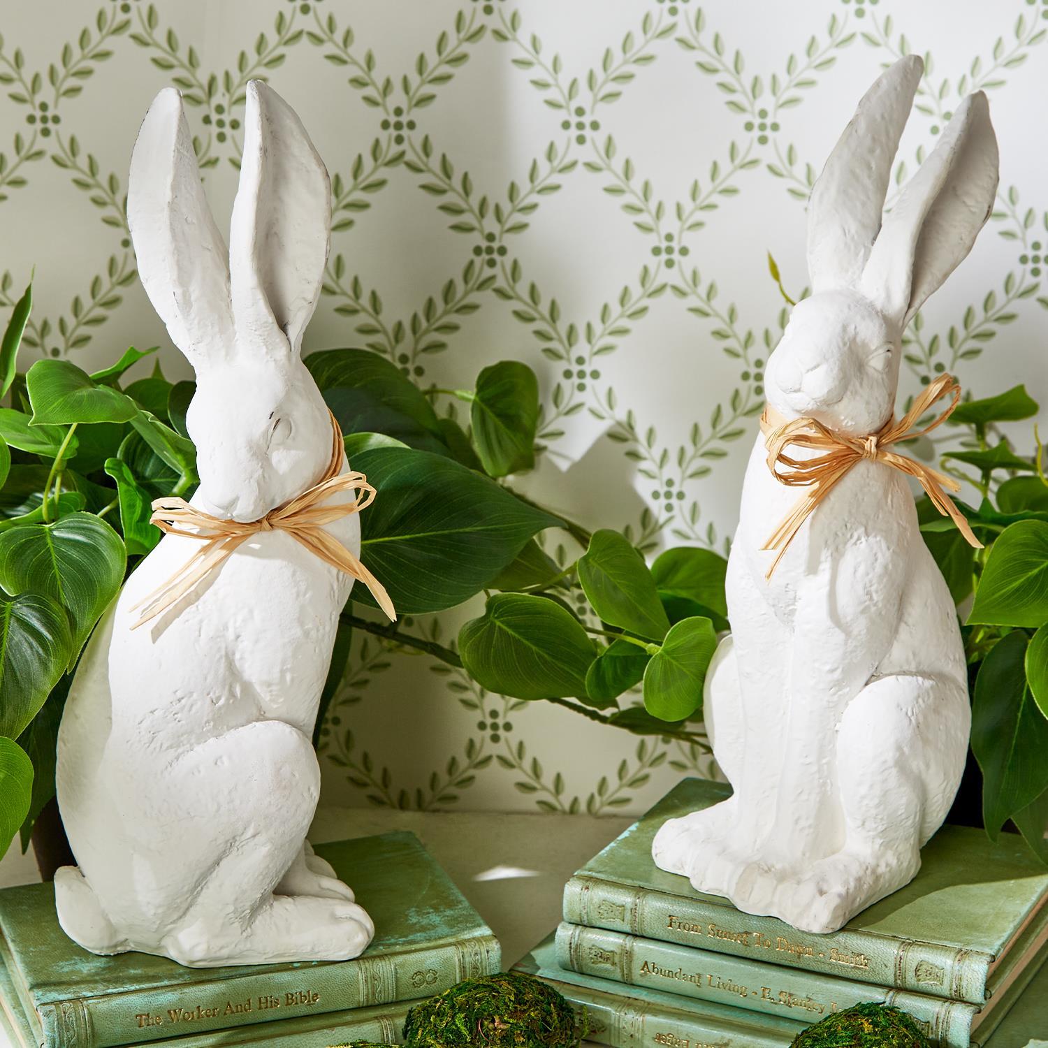 Hare Comes Easter Set of 2 White Rabbits