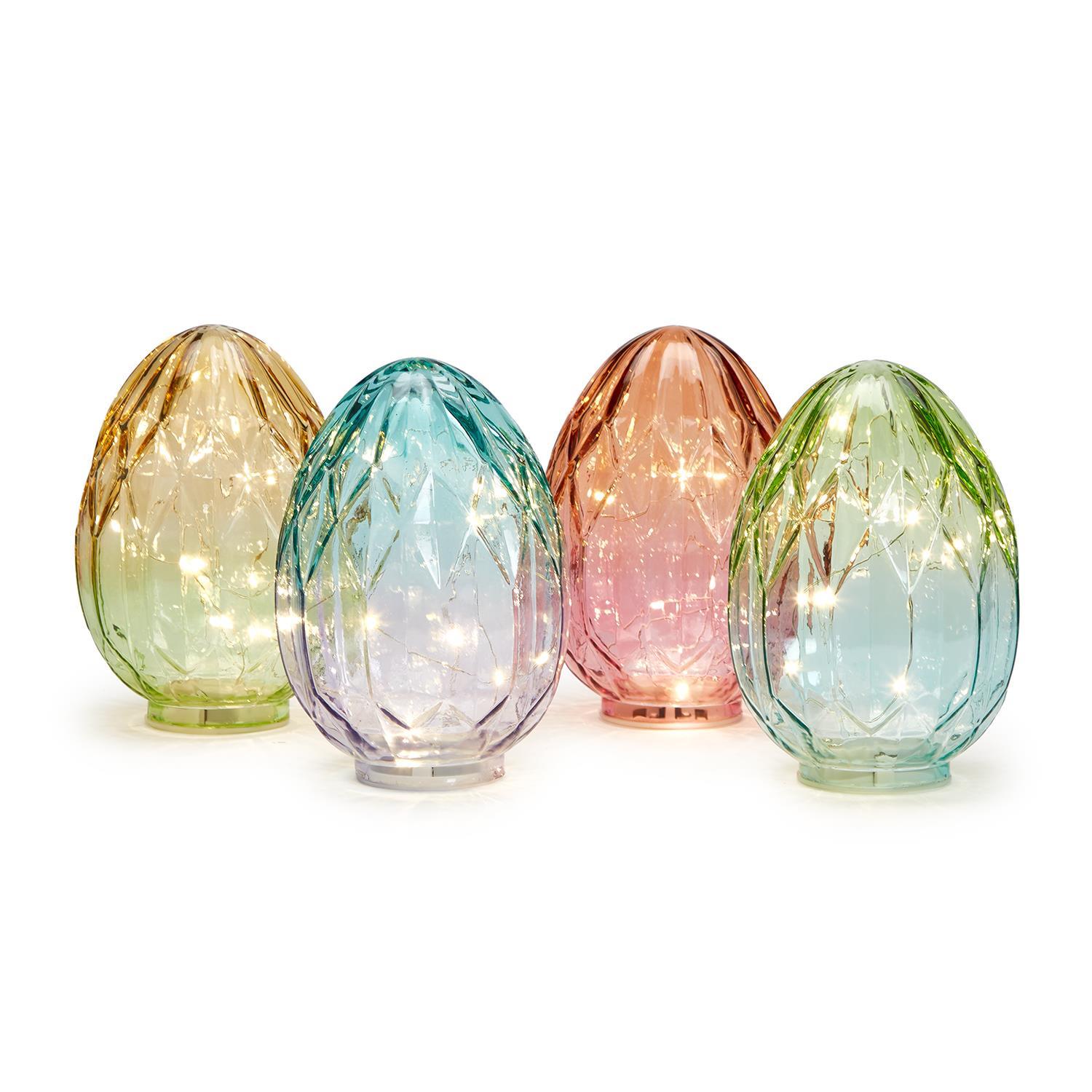 Eggs-traordinary Ombre Light Up Glass Easter Decor Assorted 4 Colors