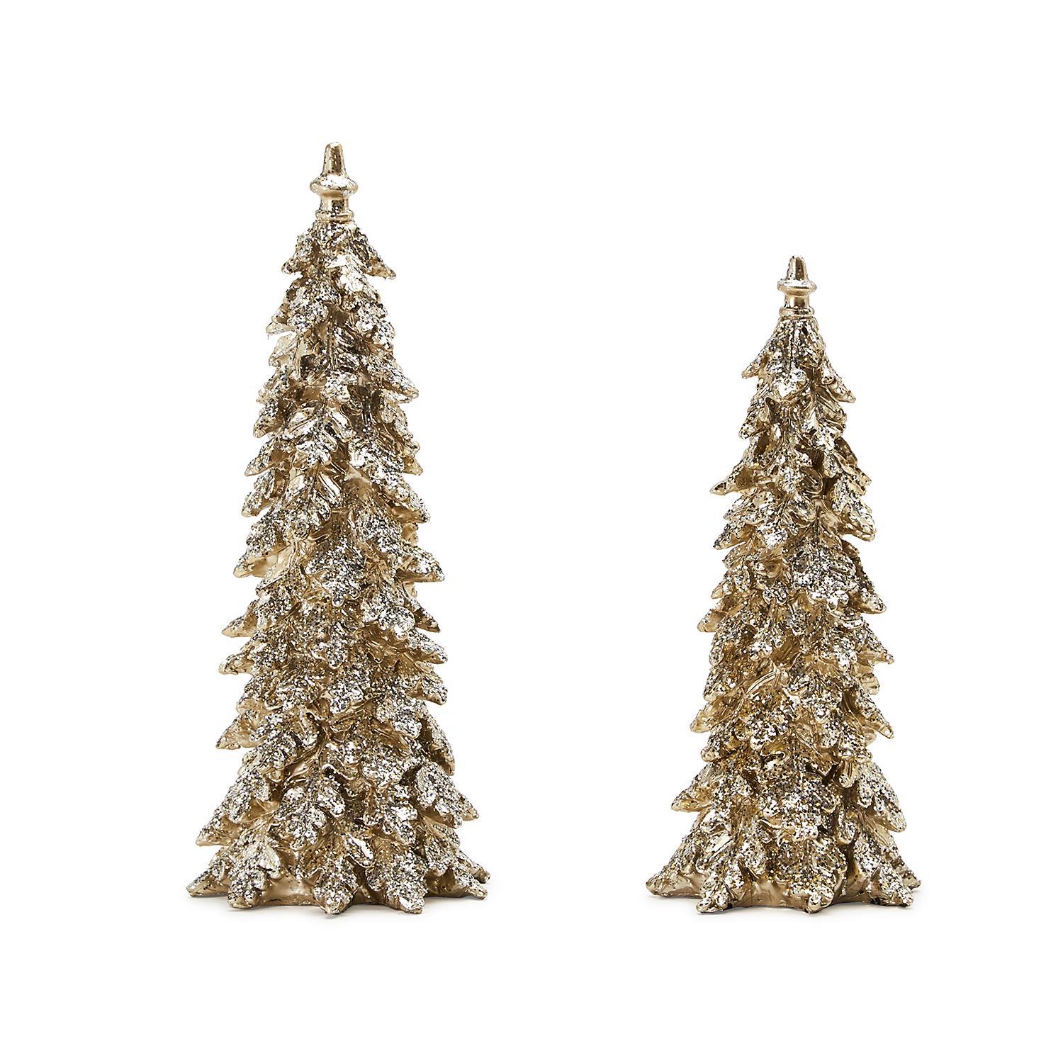 Set of 2 Glistening Christmas Trees