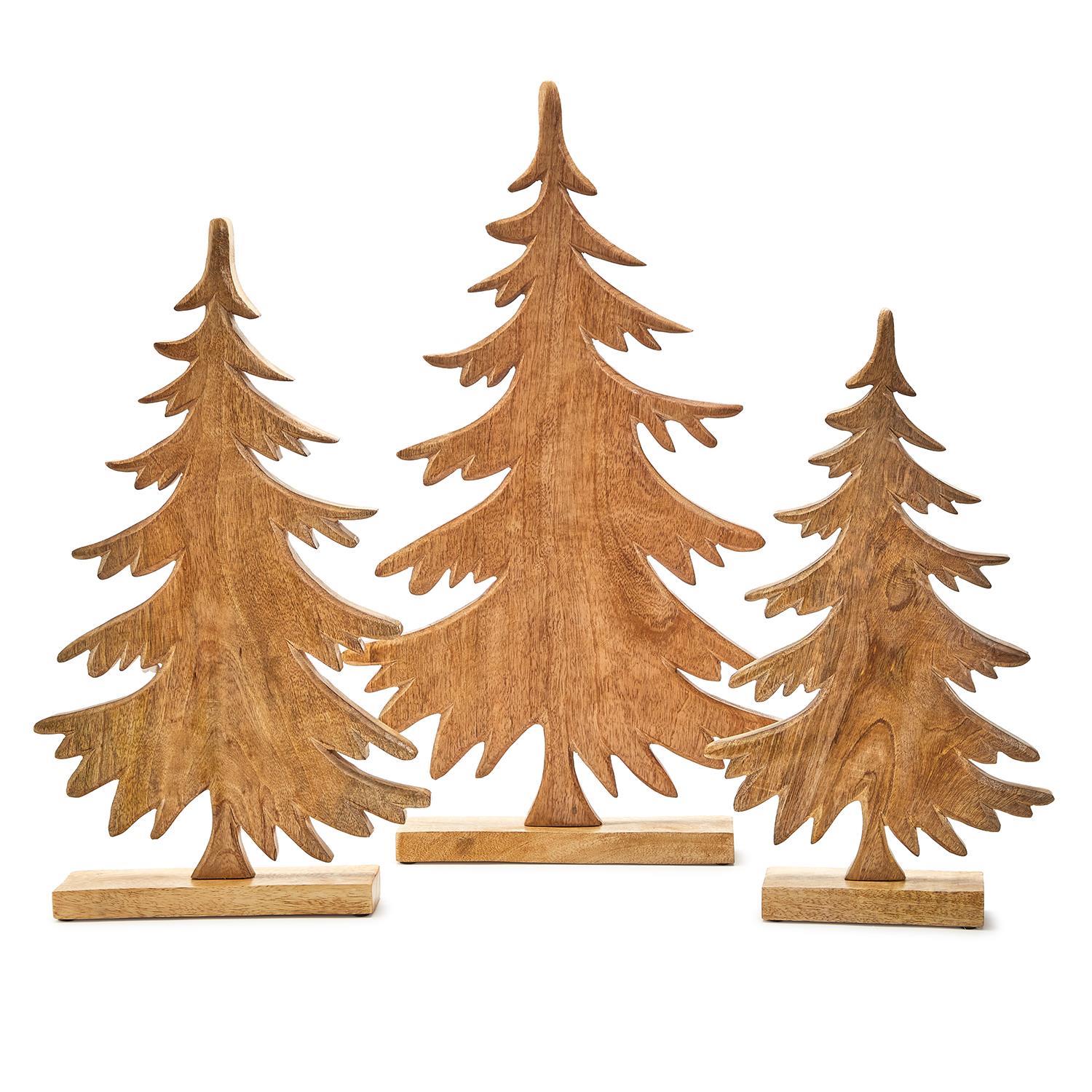 Holiday Forest Set of 3 Hand-Carved Trees