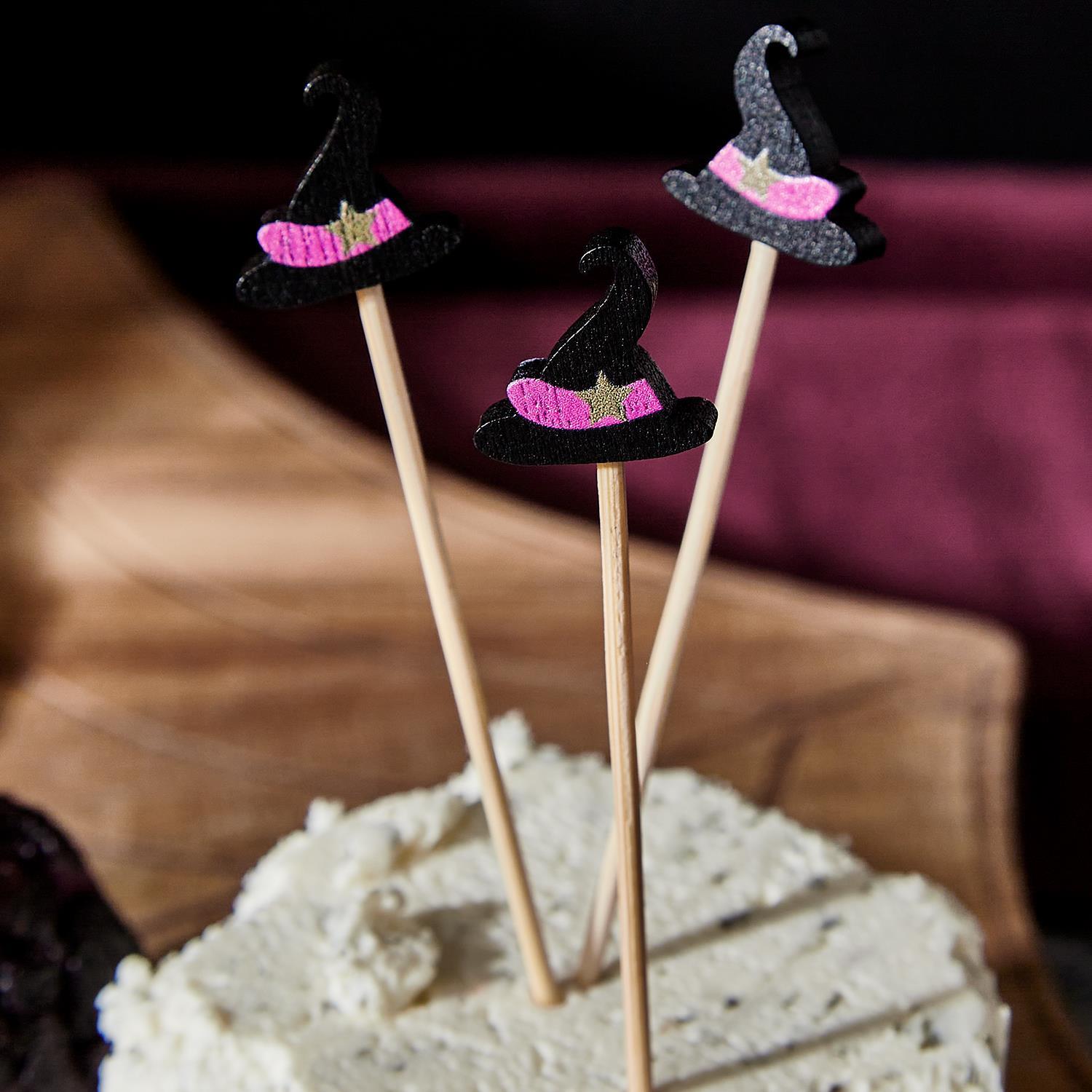 Witch Boots Pick Holder with 20 Witch's Hat Picks in Gift Box