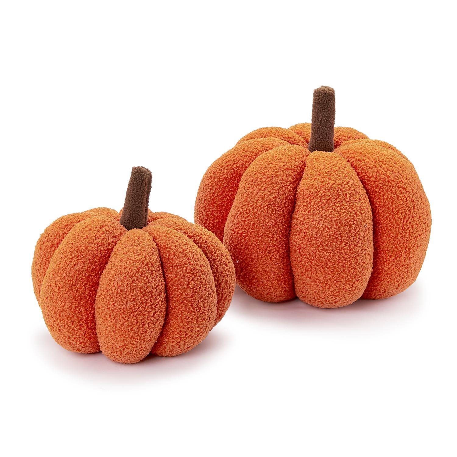 Set of 4 Oversized Soft Plush Bouclé Pumpkins Includes 2 Sizes/Colors