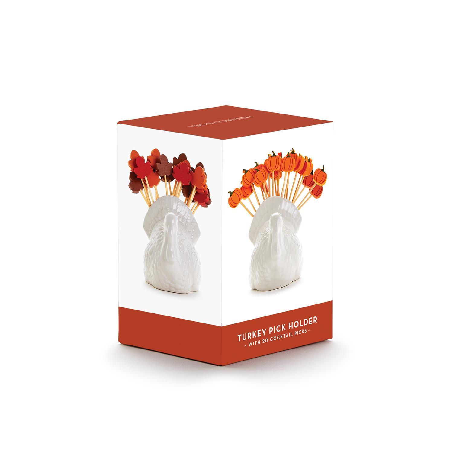 Turkey Pick Holder with 20 Picks in Gift Box Assorted 2 Designs: Leaf ...