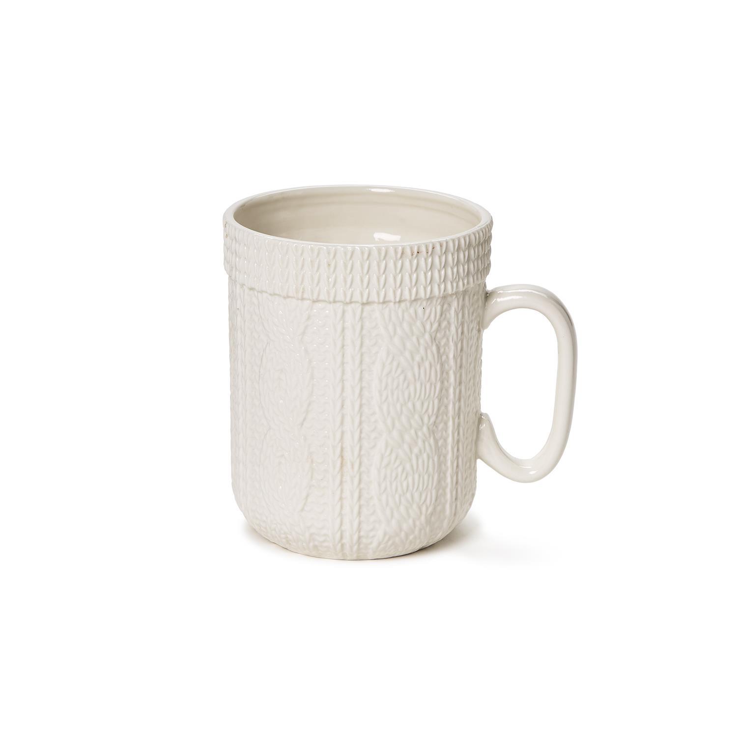 Cable Knit Pattern Mug with 6 Snowman Marshmallow Toppers