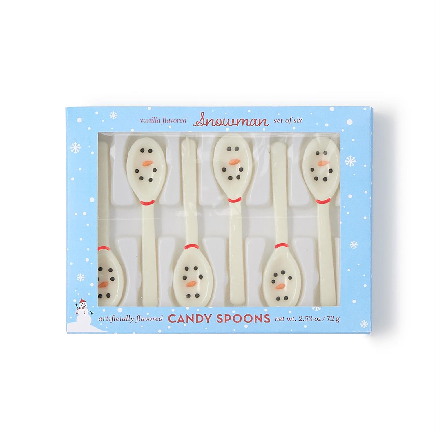 Snowman Set of 6 Edible Vanilla Flavor Candy Spoons in Gift Box