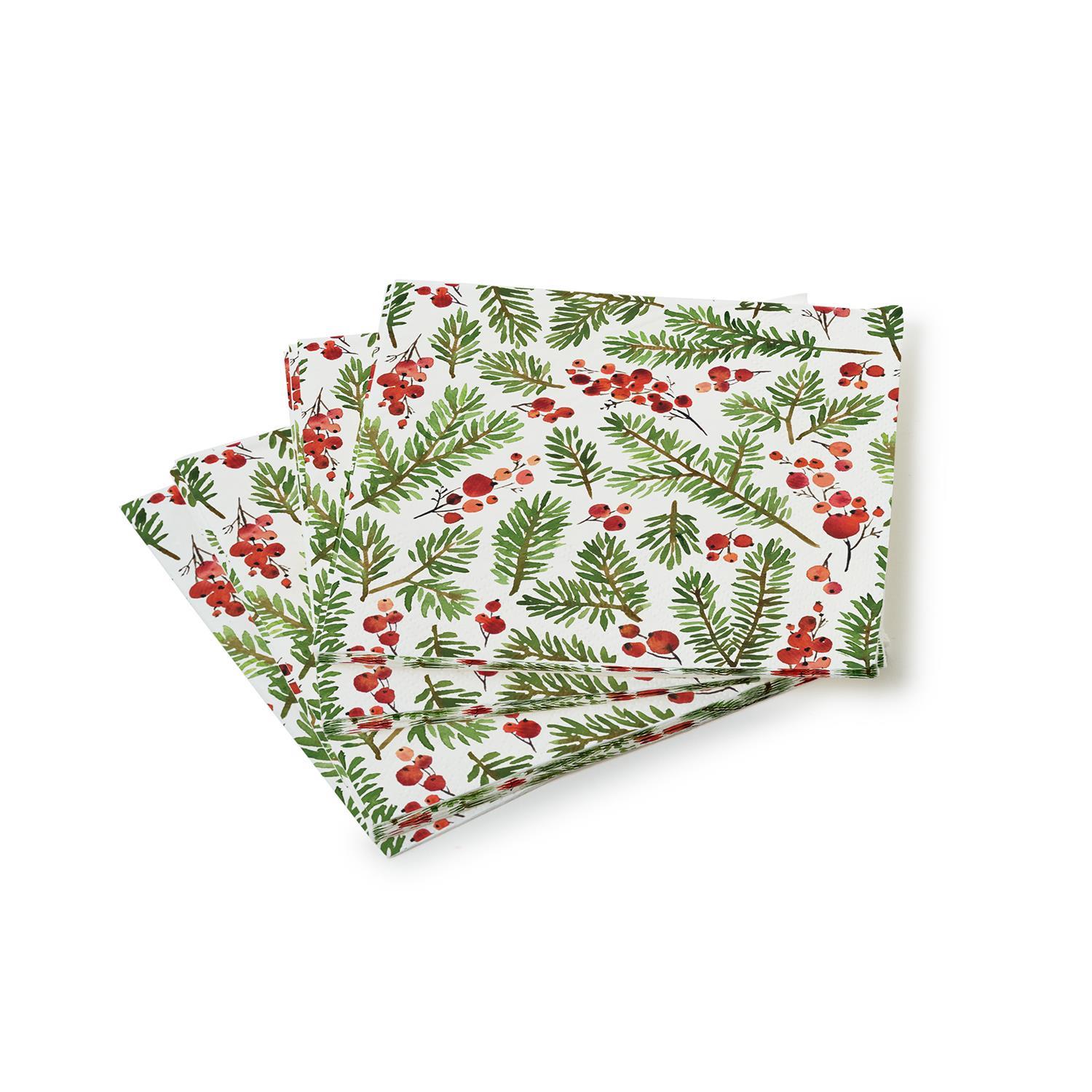 30Pc Merry Berry Paper Cocktail Napkin