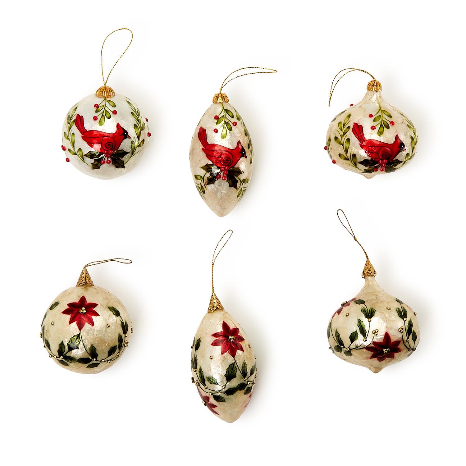 Hand-Painted Capiz Shell Ornament Assorted 2 Designs