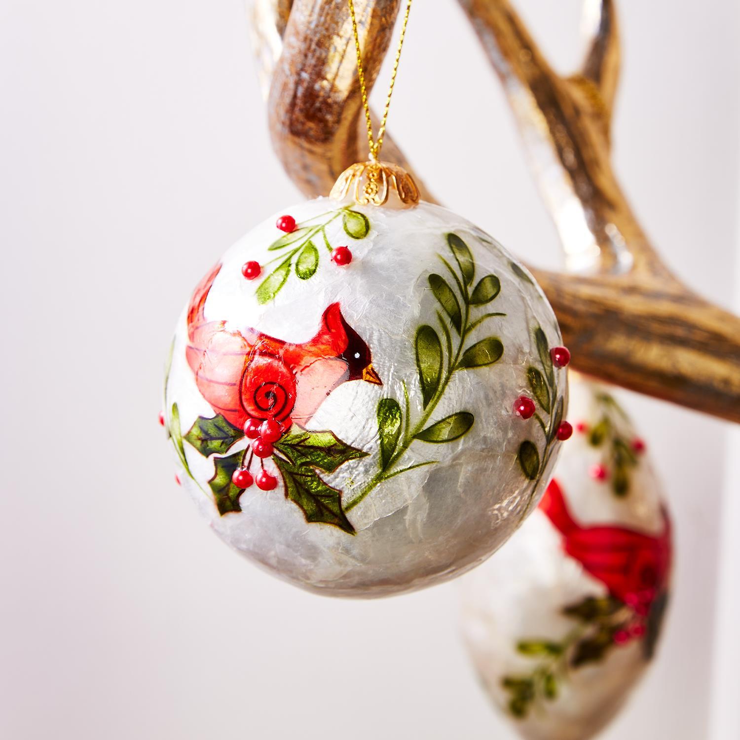 Hand-Painted Capiz Shell Ornament Assorted 2 Designs