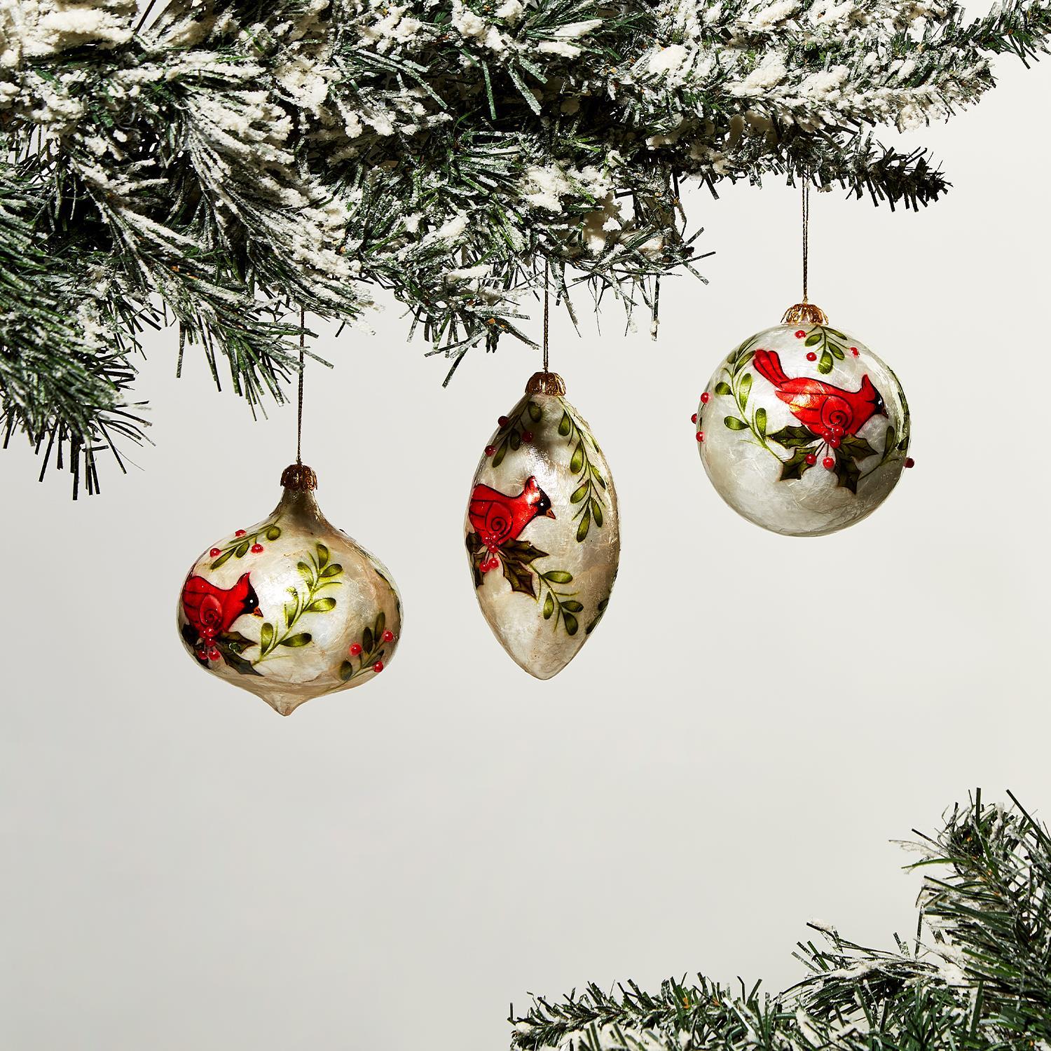Hand-Painted Capiz Shell Ornament Assorted 2 Designs