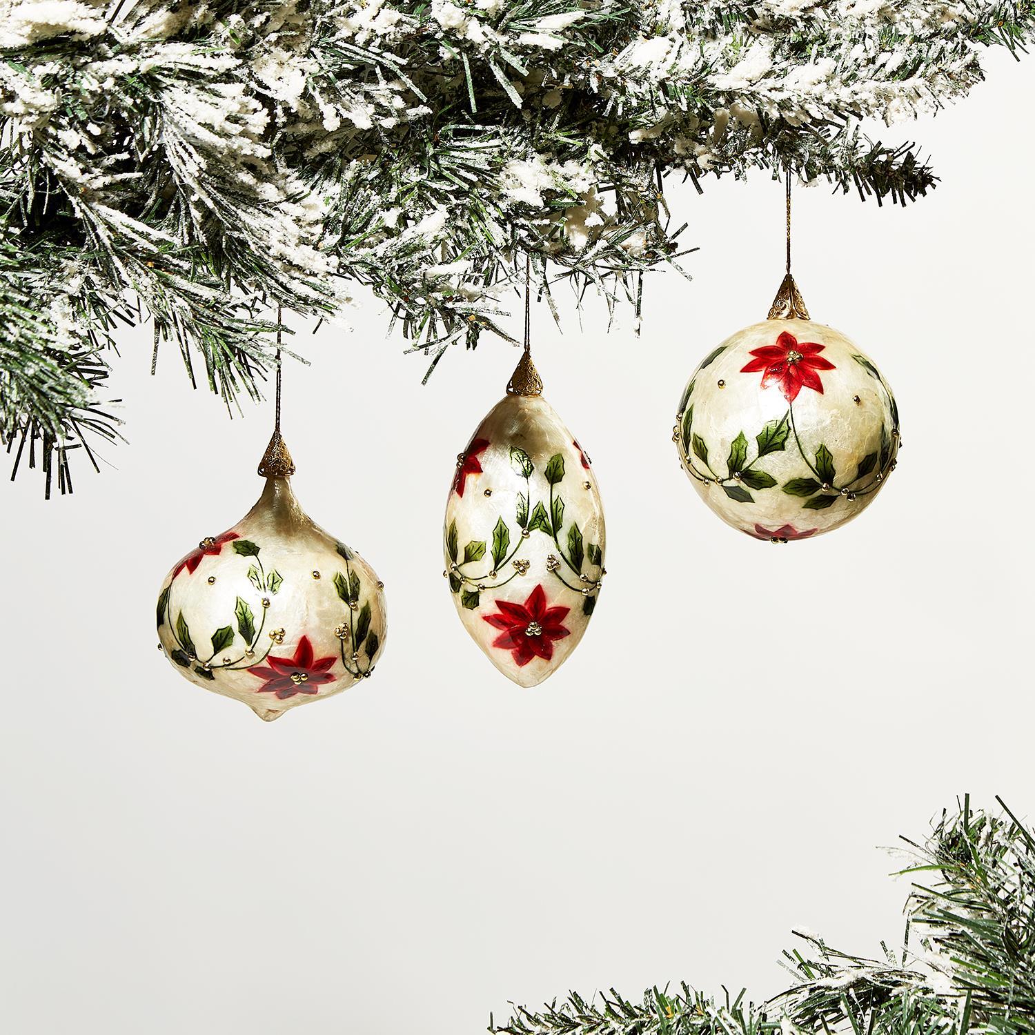 Hand-Painted Capiz Shell Ornament Assorted 2 Designs