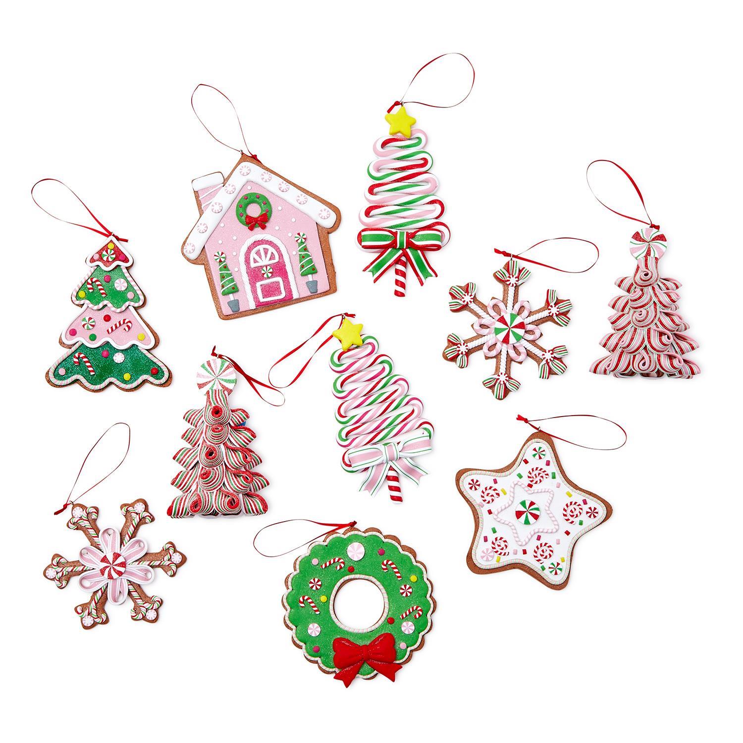 Gingerbread 30 Pc Hand-Crafted Ornament Unit Incudes 10 Assorted Designs