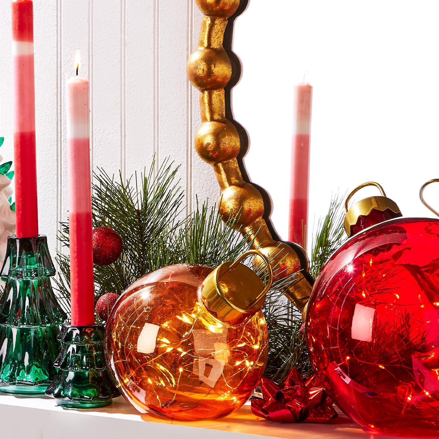 Christmas Ball Set of 3 Large Ball Ornament LED Light-Up Decor Includes ...