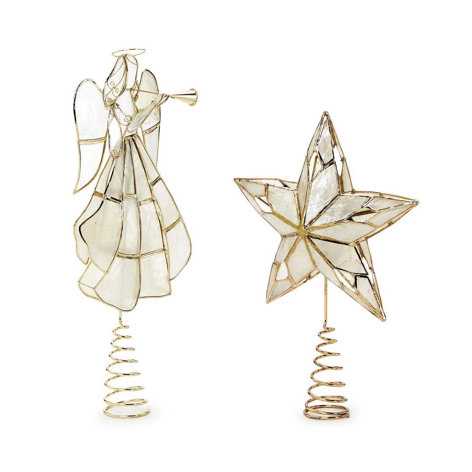 Mother of Pearl Hand-Crafted Double-Sided Tree Topper Assorted 2 Designs