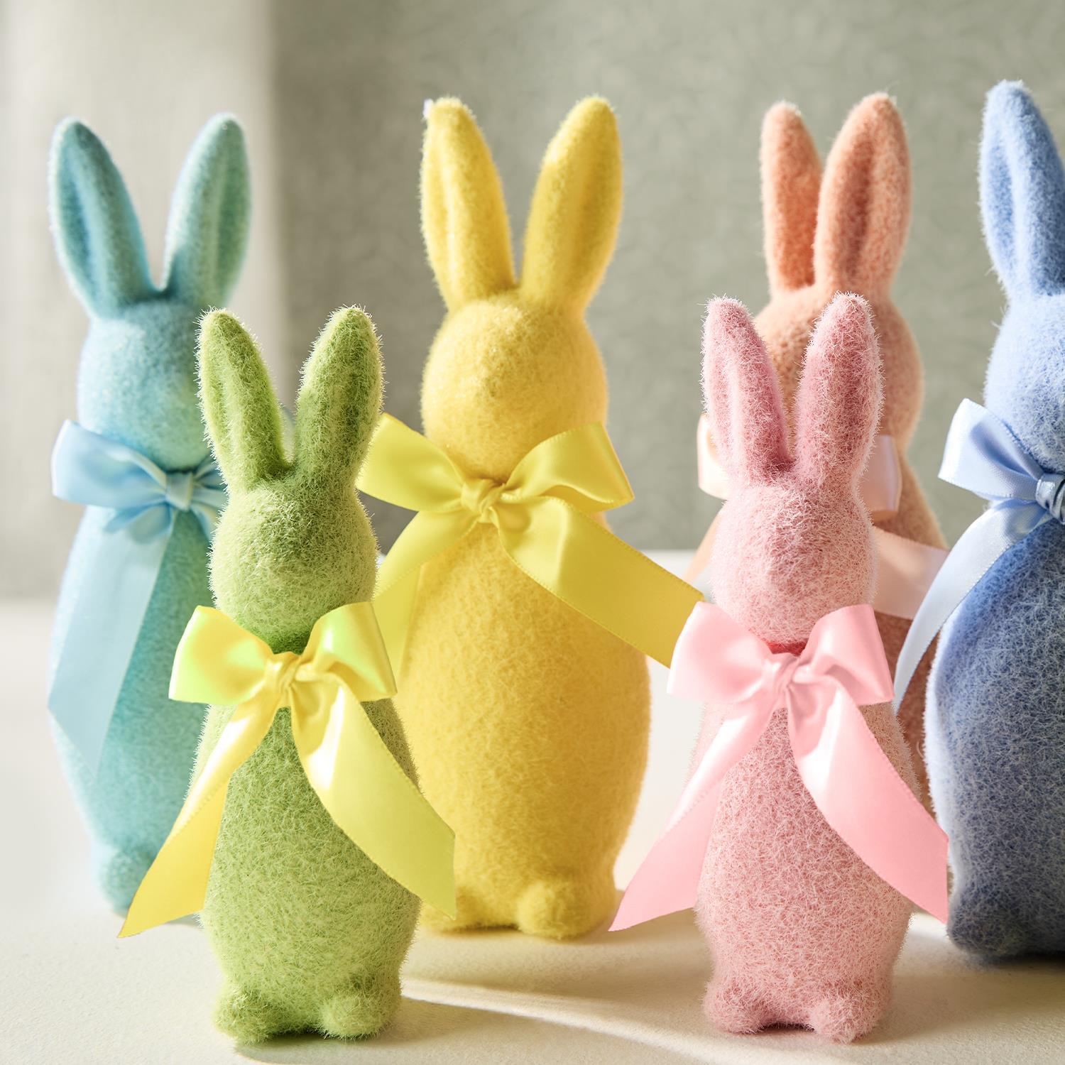 Bunny Bunch 48 Pc Easter Flocked Bunny with Bow Unit Includes 2 Sizes ...