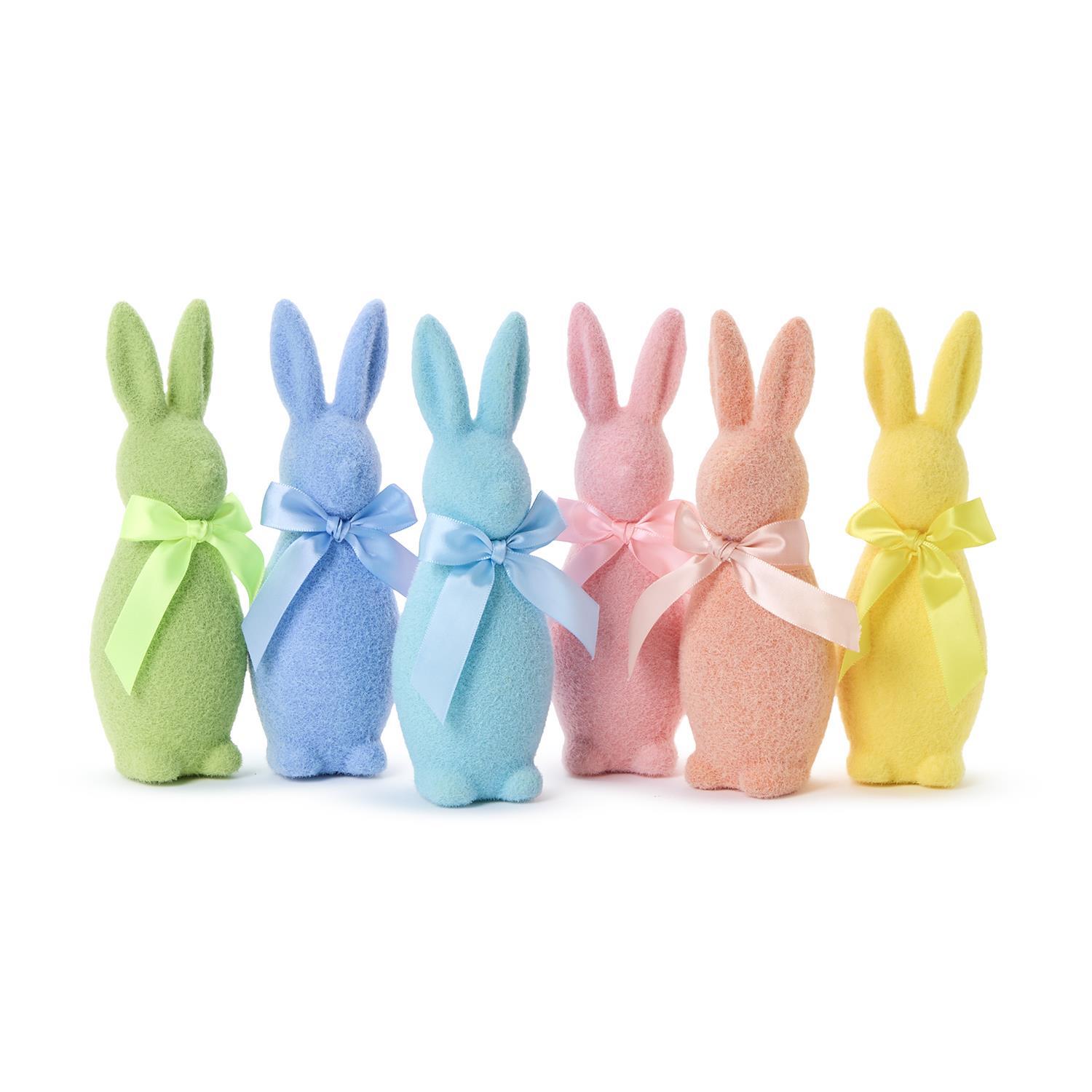 Bunny Bunch 48 Pc Easter Flocked Bunny with Bow Unit Includes 2 Sizes ...