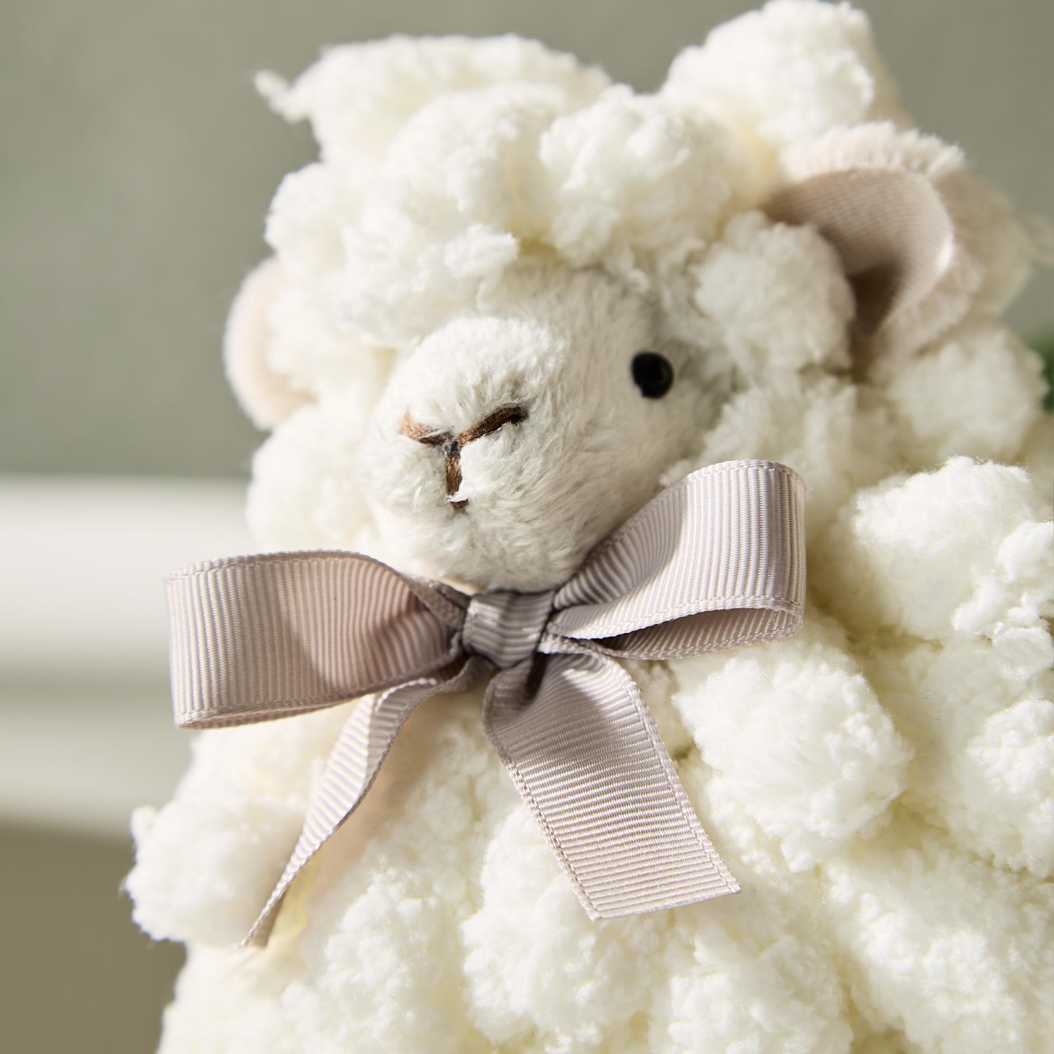 Flock of Plush Chenille Sheep Set of 4 Hand-Crafted Easter Décor with ...
