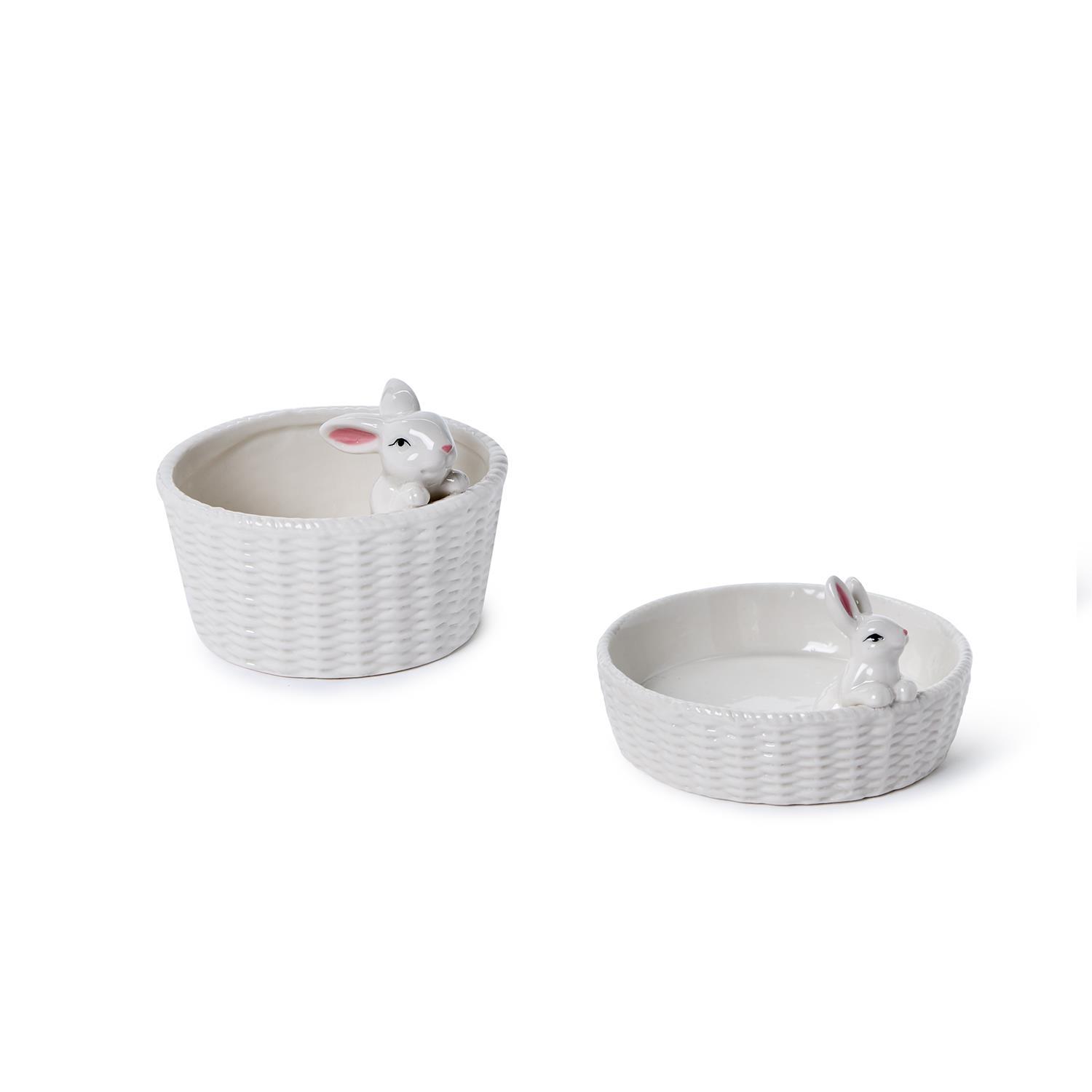 Easter Bunny with Basket Tidbit Dish Assorted 2 Designs