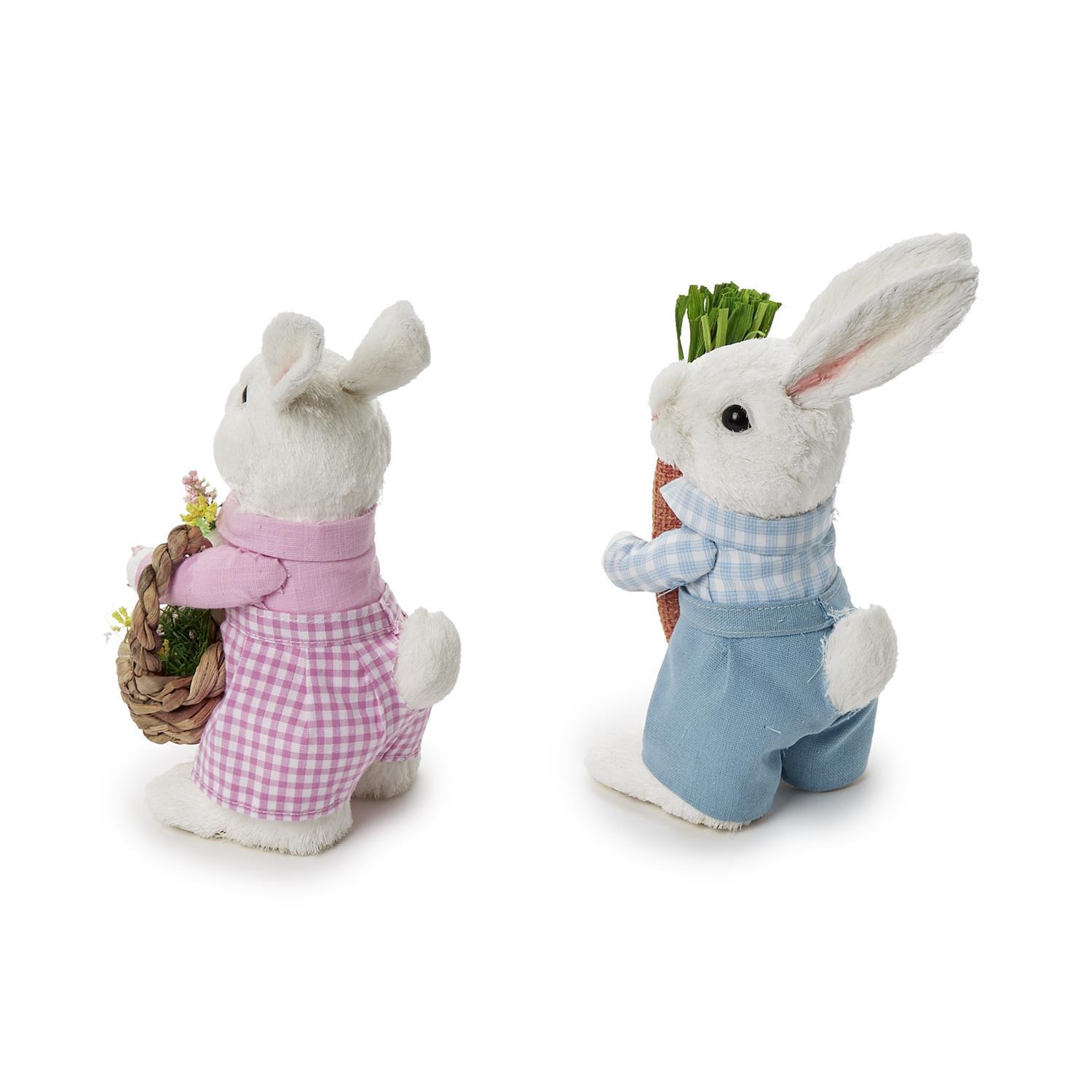 Set of 2 Hand-Crafted Vintage Easter Bunny Décor