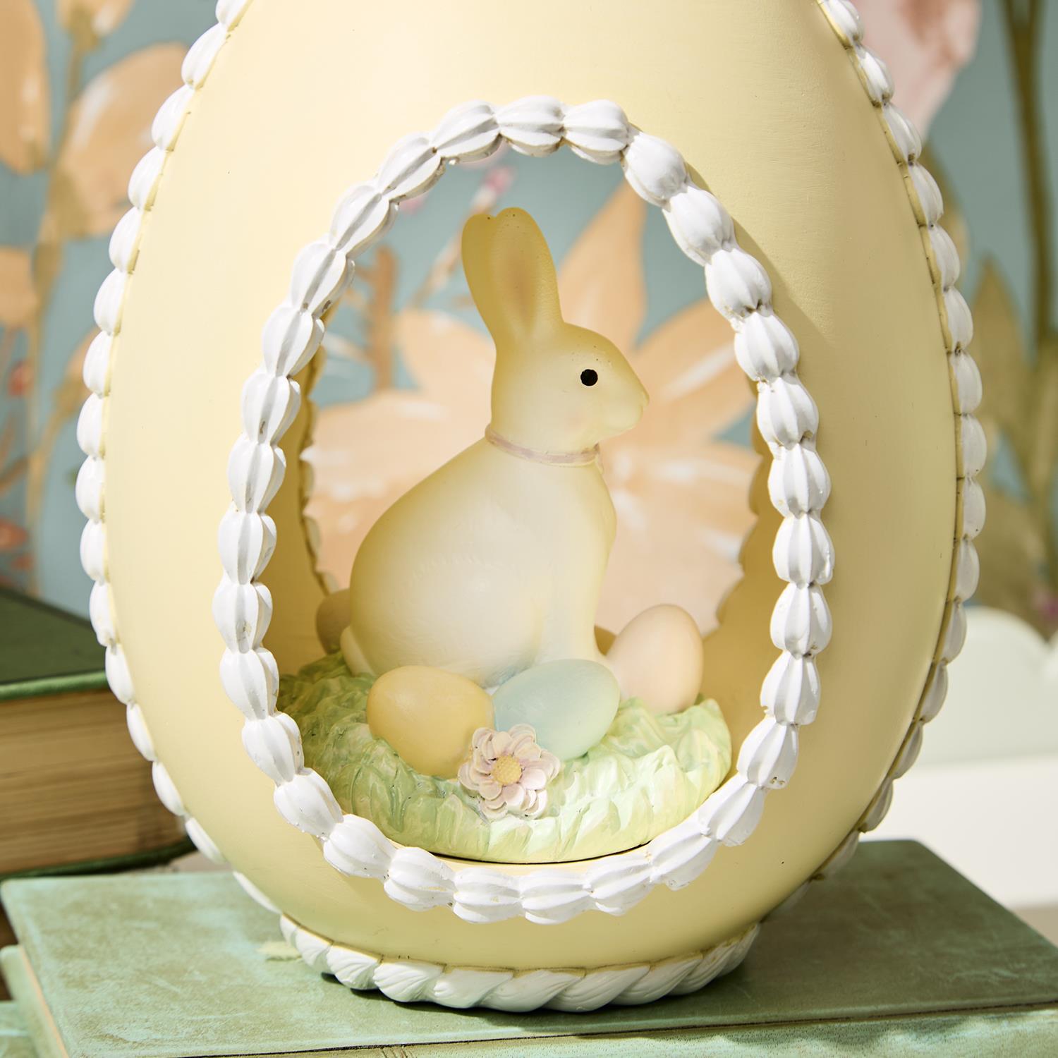 Easter Sugar Egg with Bunny Hand-Painted Decor Assorted 3 Colors