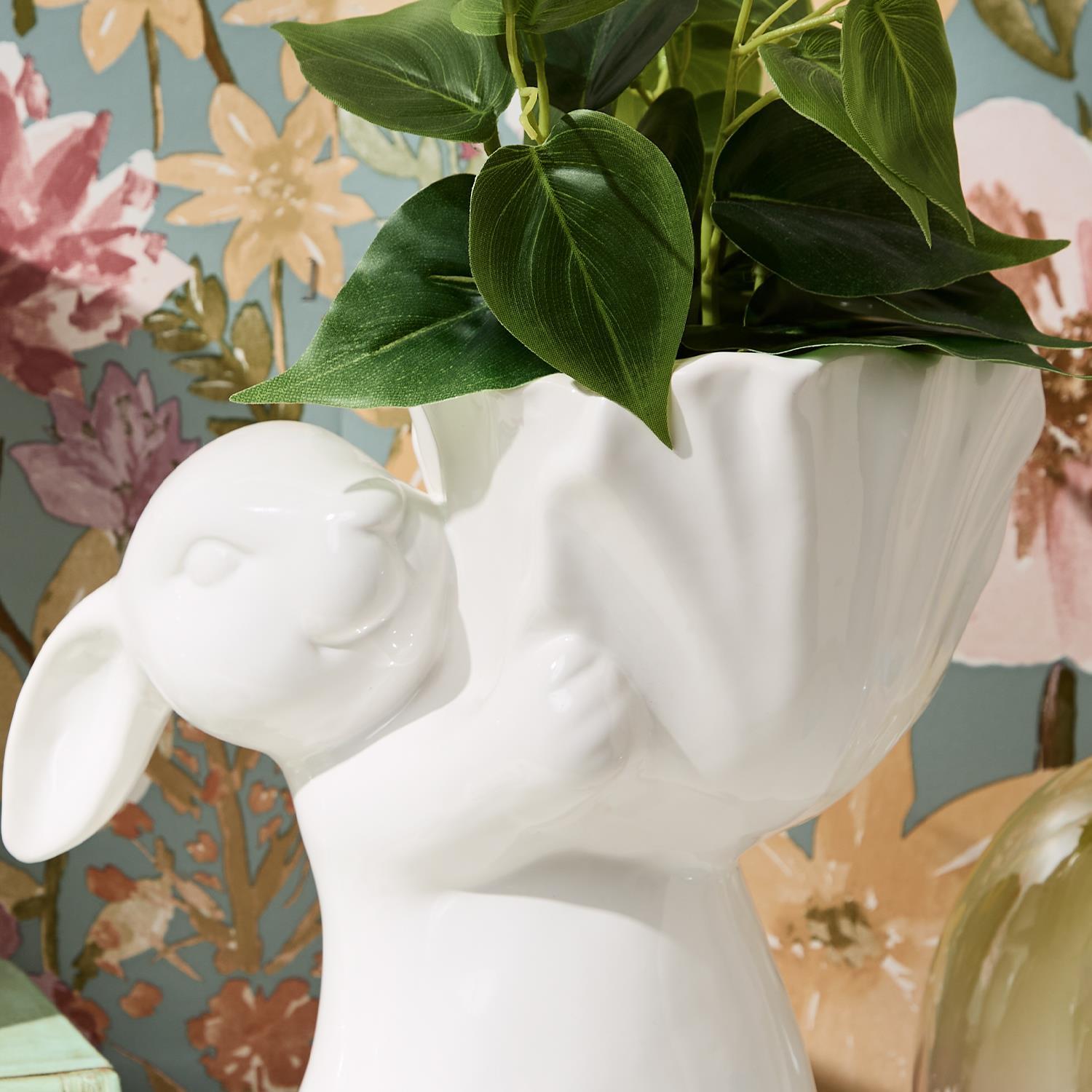 Set of 2 Easter Bunny Cachepots /Planter Decor Includes 2 Sizes