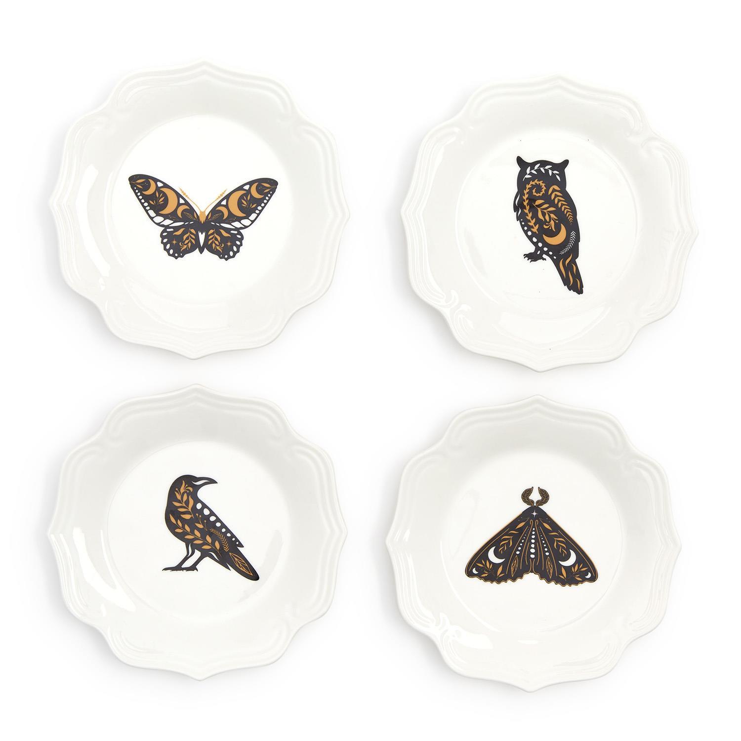 Spirited Soiree Set of 4 Tidbit Plates Includes 4 Designs: Owl ...