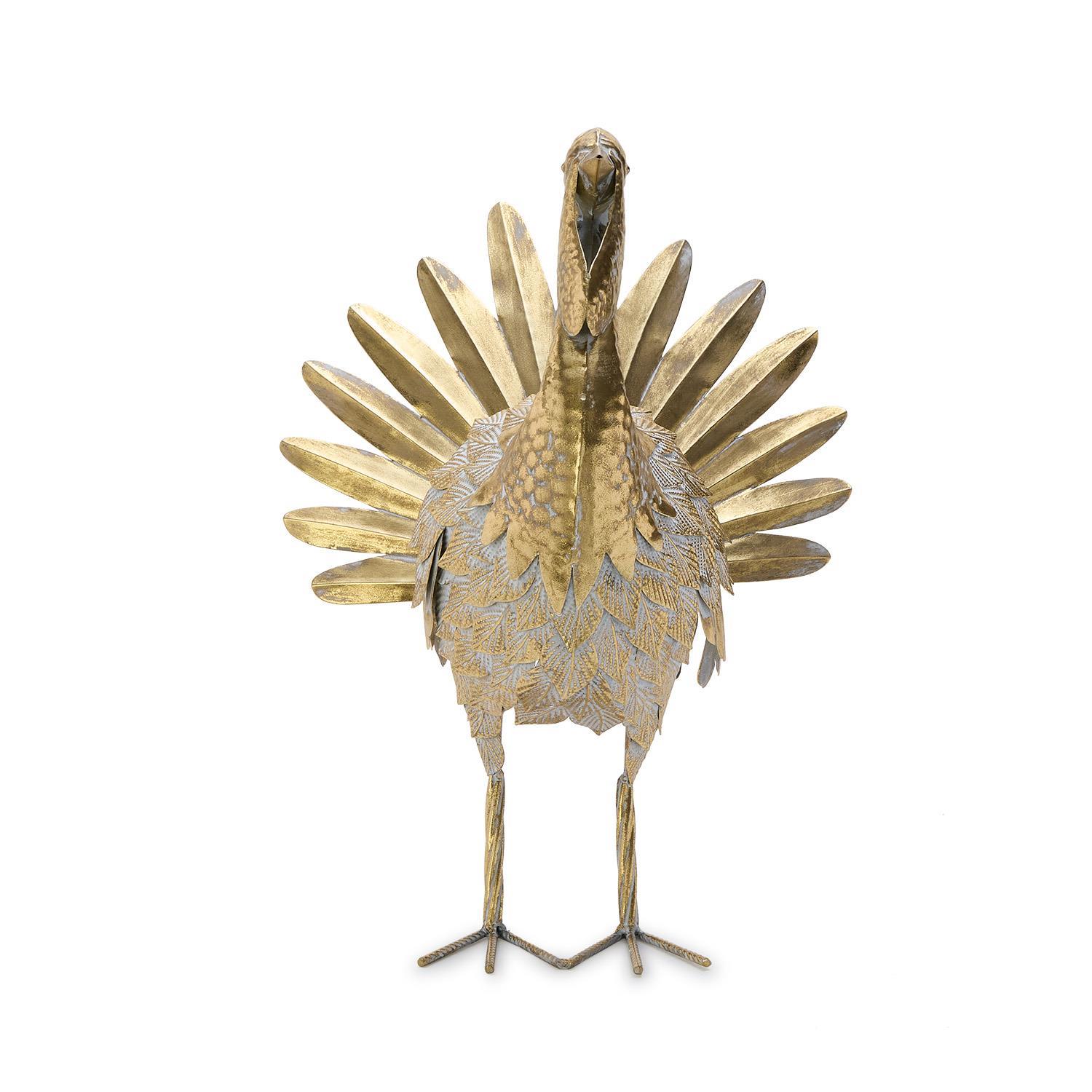 Galvanized Gold Metal Hand-Crafted Turkey