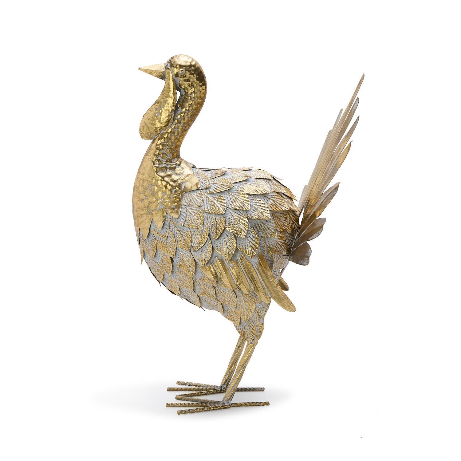 Galvanized Gold Metal Hand-Crafted Turkey