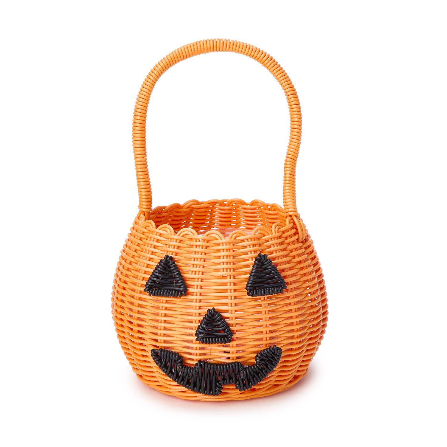 Hand-Woven Faux Wicker Jack O' Lantern Basket