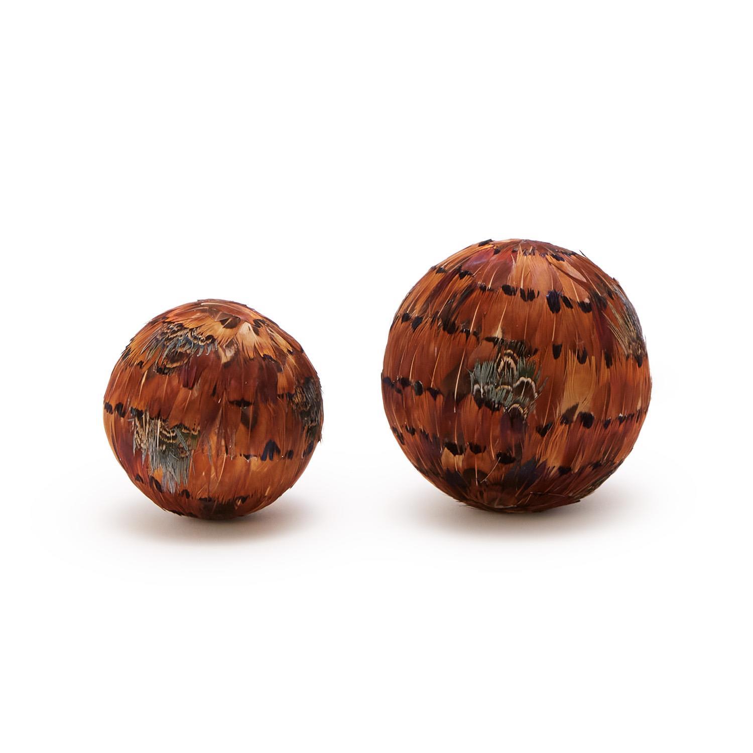 Pheasant Park 20 Pc Feather Ball Decor with Basket Display Includes 2 Sizes