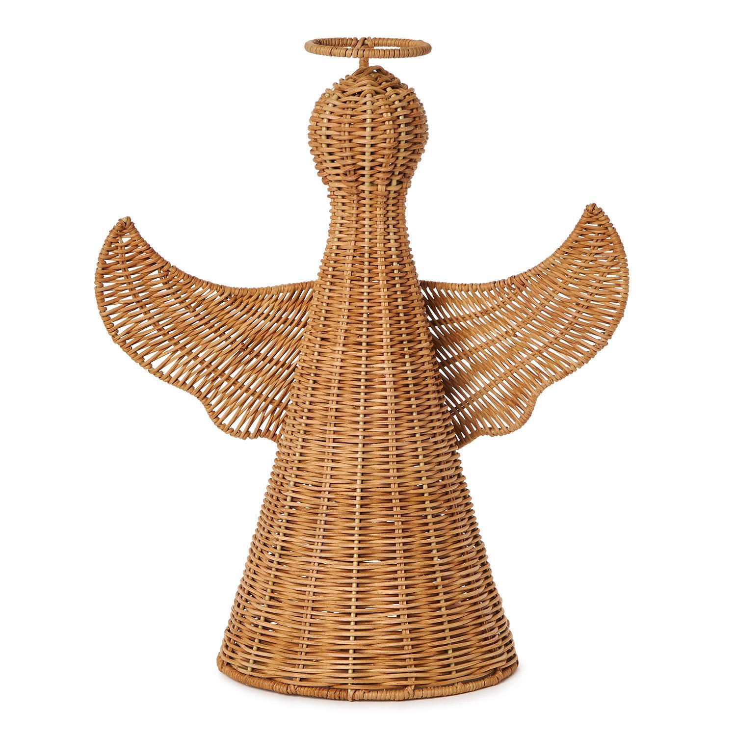 Hand-Crafted Large Rattan Angel