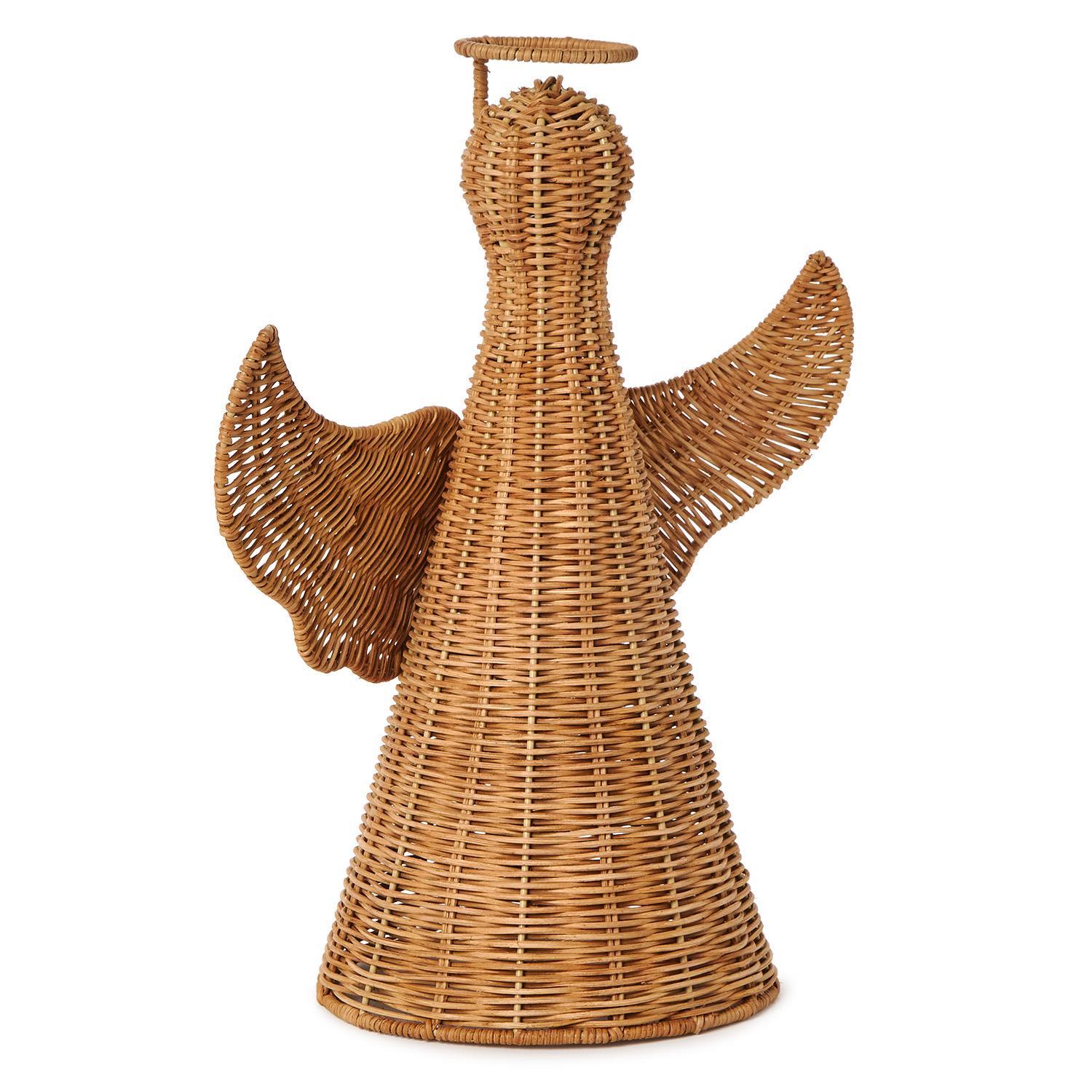 Hand-Crafted Large Rattan Angel
